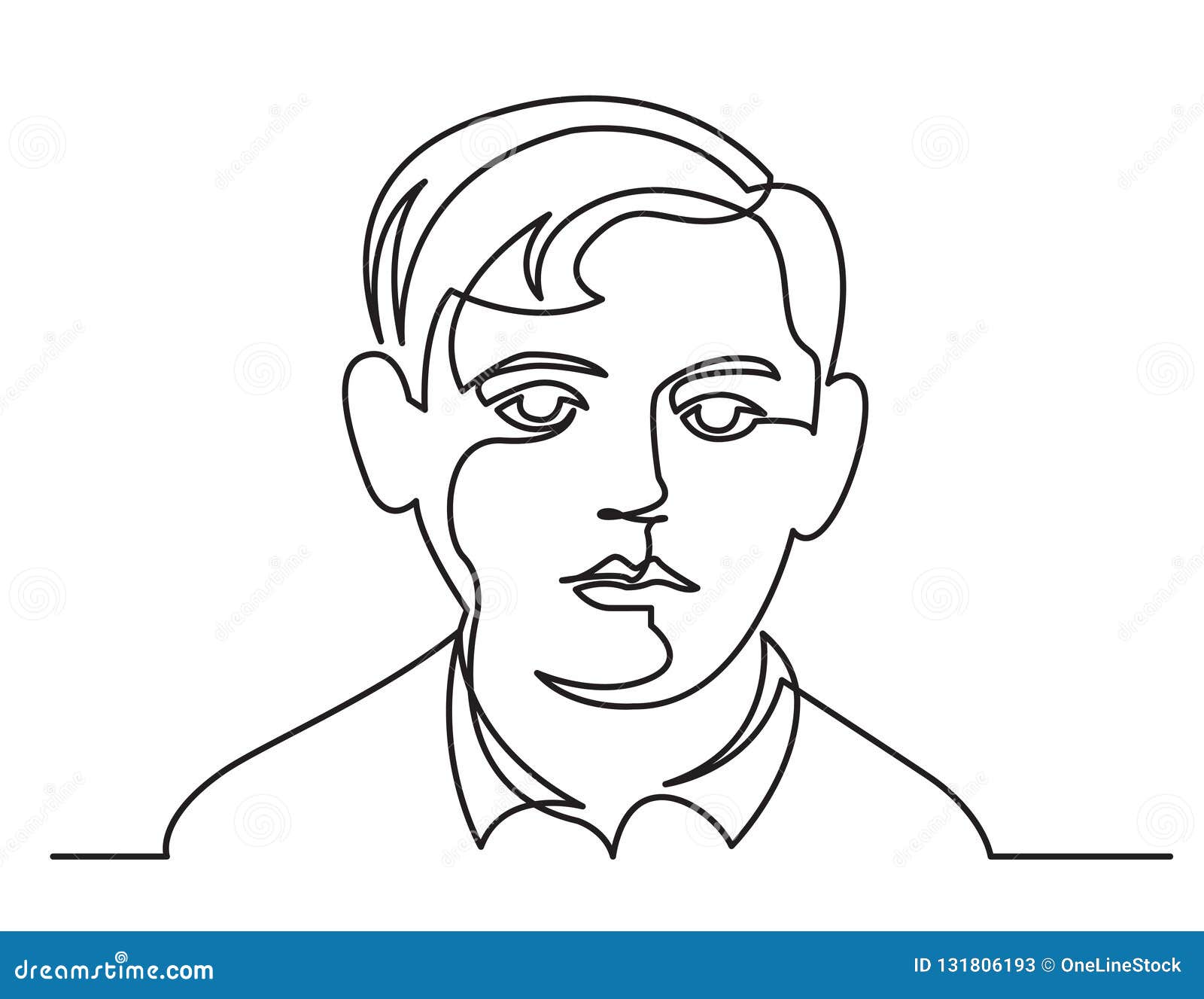 Continuous Line Drawing of Boy Portrait on White Background Stock ... Continuous Line Drawing of Boy Portrait on White Background Stock ...