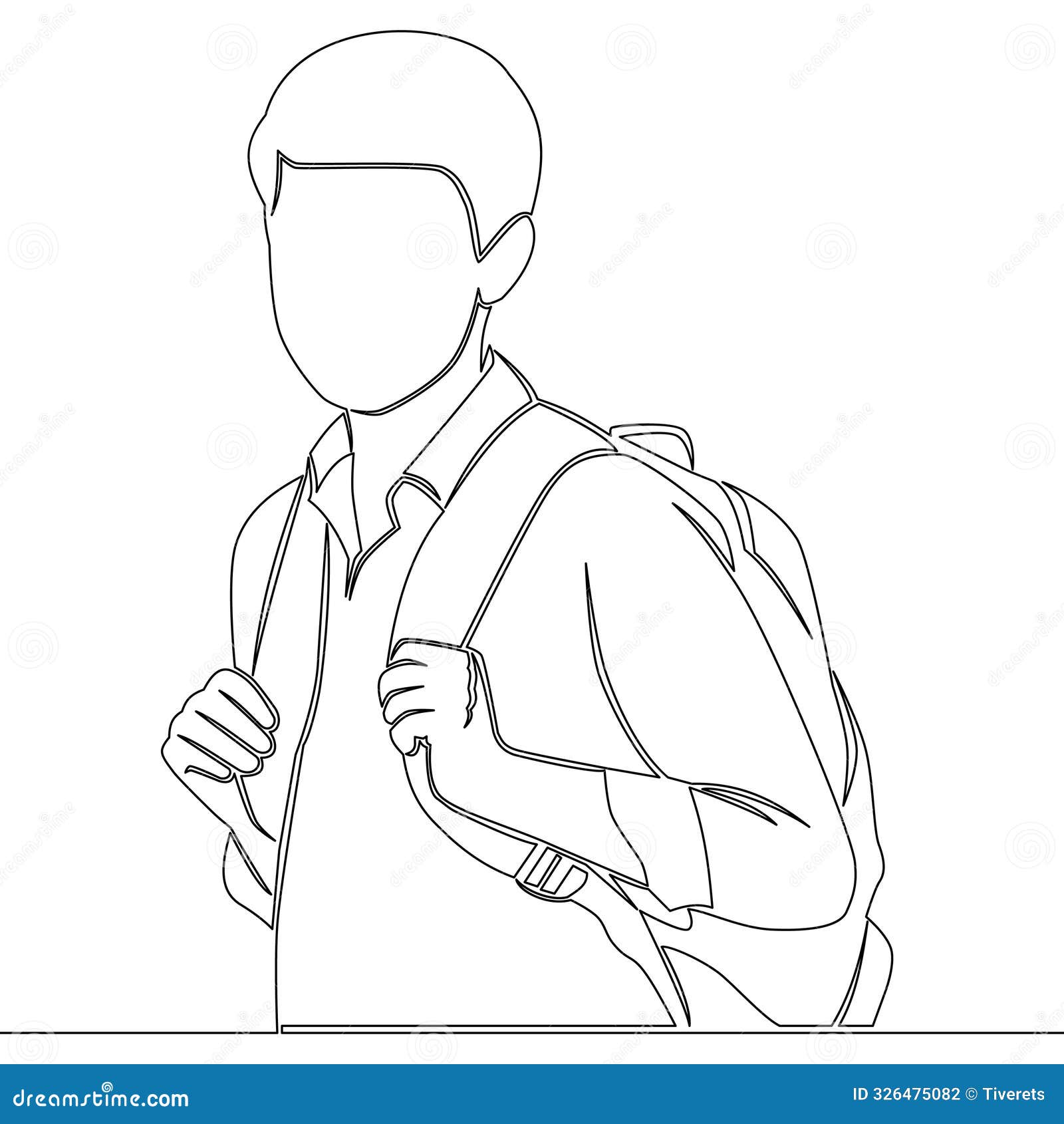 Continuous Line Drawing Boy Student Standing with Backpack on His Back ...