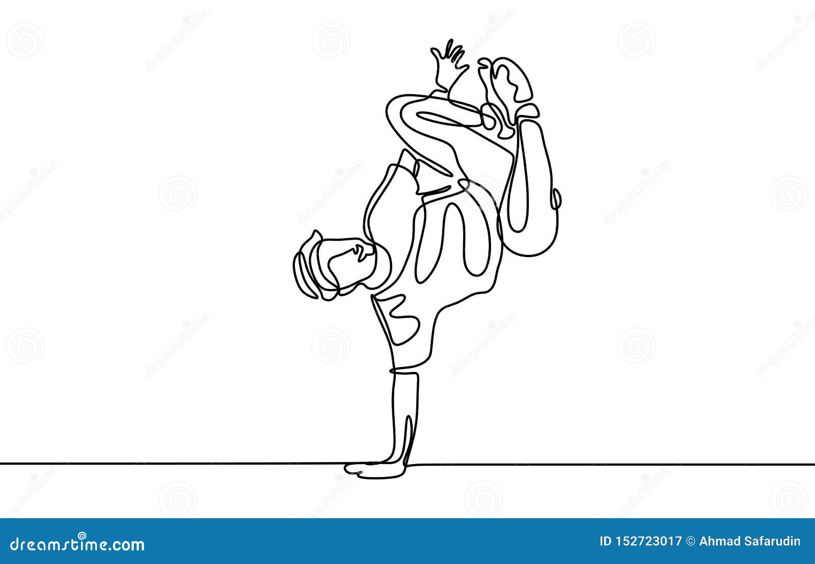 Acrobat Or Break Dancer Standing On Hand , Vector Cartoon Stick Figure ...