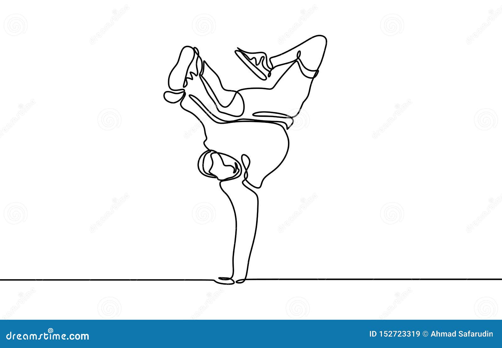 Continuous Line Drawing Break Dancer Dancing Sport Theme Isolated on ...