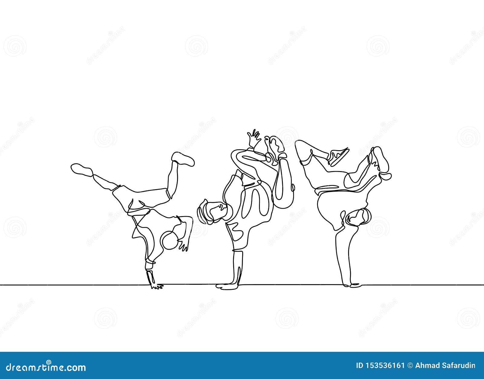 Acrobat Or Break Dancer Standing On Hand , Vector Cartoon Stick Figure ...
