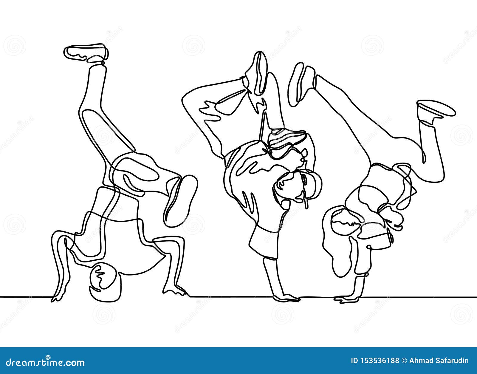 Acrobat Or Break Dancer Standing On Hand , Vector Cartoon Stick Figure ...