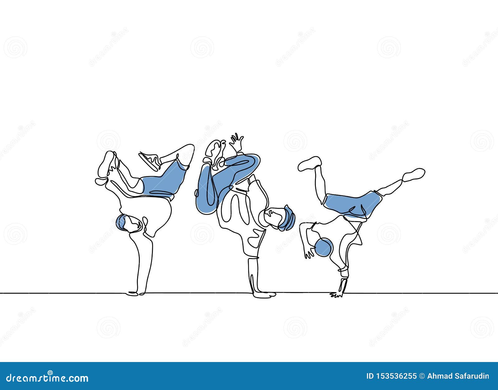 Acrobat Or Break Dancer Standing On Hand , Vector Cartoon Stick Figure ...