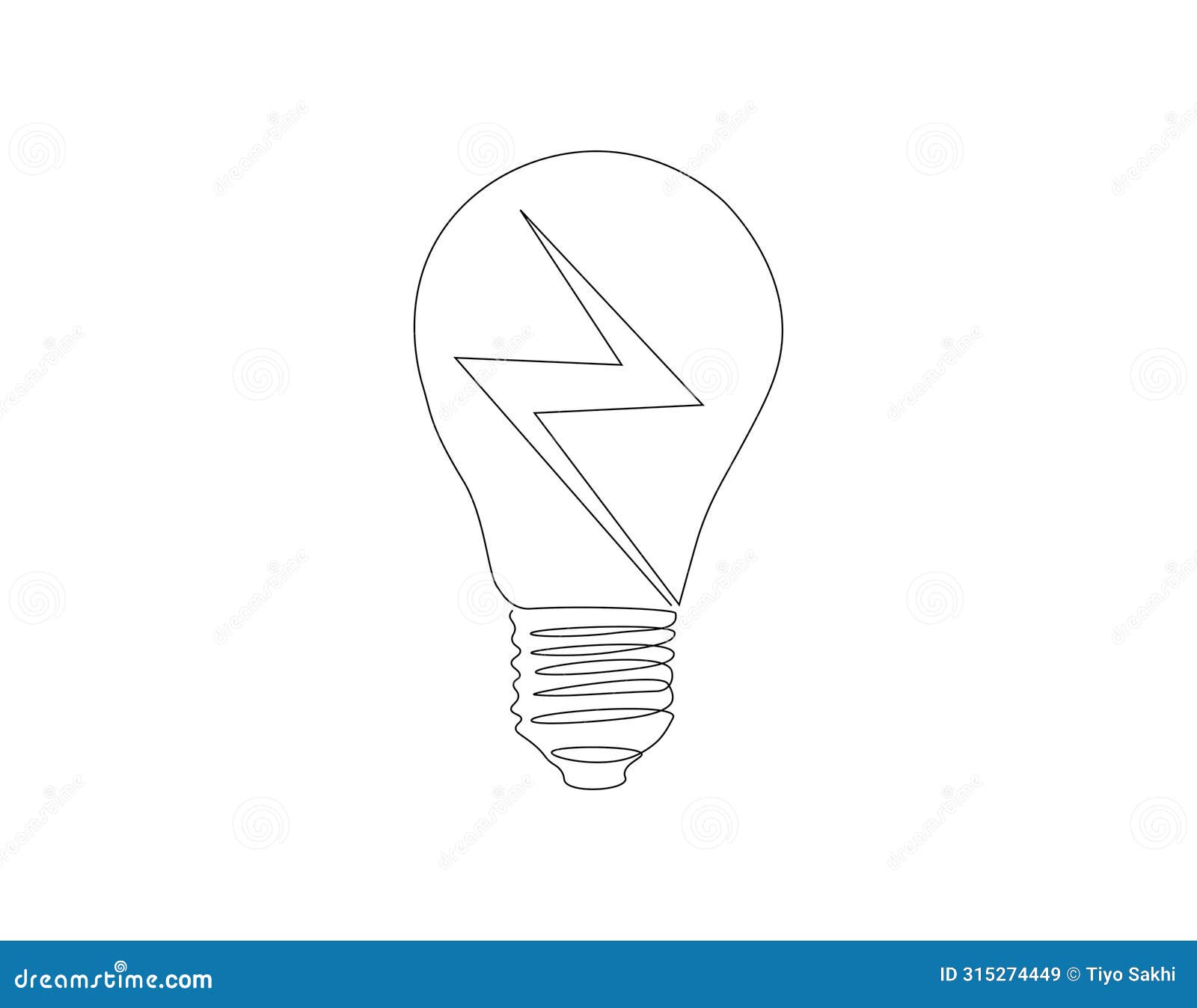 Continuous Line Drawing of Bulb Lamp. One Line of Electric Light Bulb ...