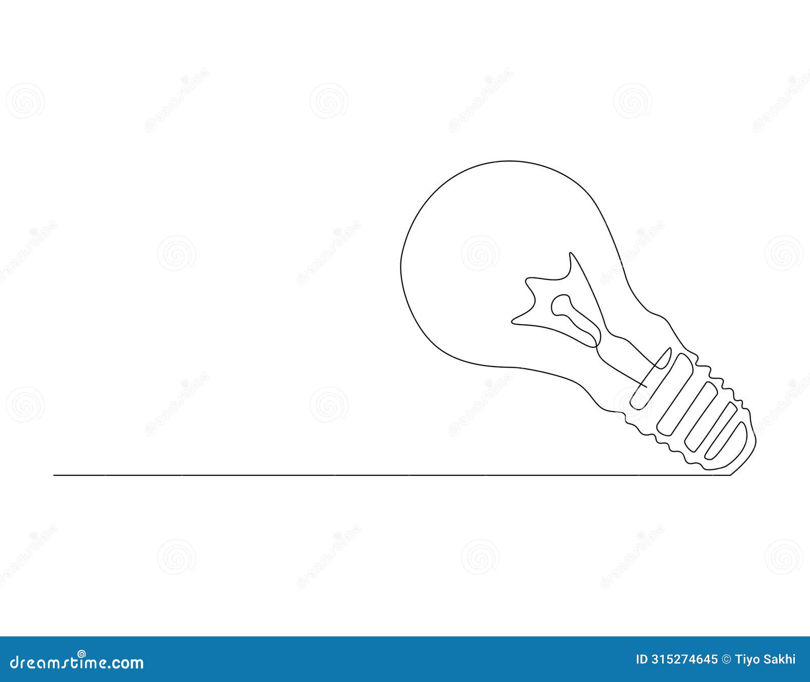 Continuous Line Drawing of Bulb Lamp. One Line of Electric Light Bulb ...
