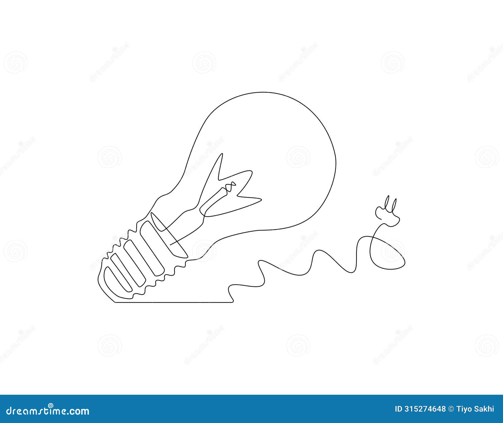 Continuous Line Drawing of Bulb Lamp. One Line of Electric Light Bulb ...