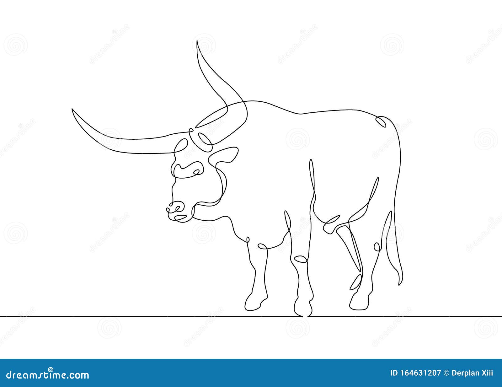 Continuous Line Drawing Bull Cow Stock Illustration - Illustration of ...
