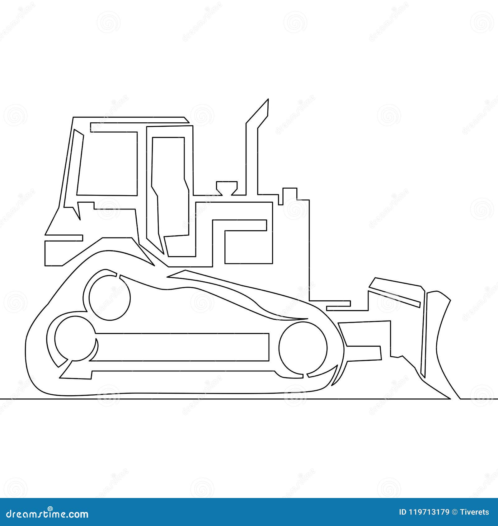 Continuous Line Drawing Bulldozer Vector Stock Vector - Illustration of ...