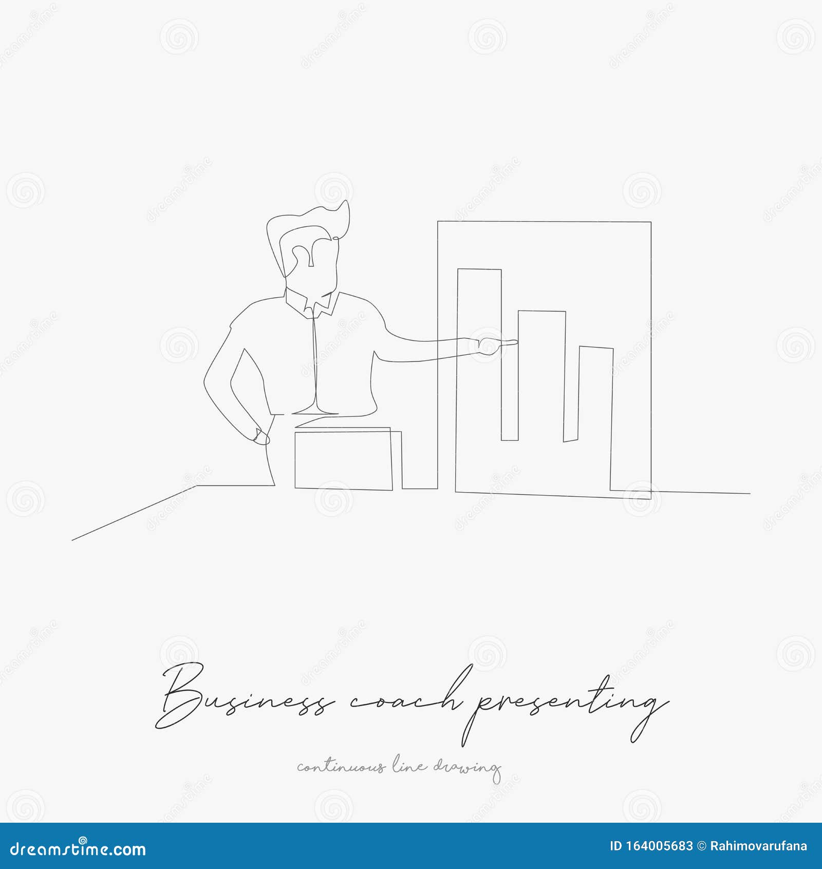 Continuous Line Drawing. Business Coach Presenting Chart. Simple Vector ...