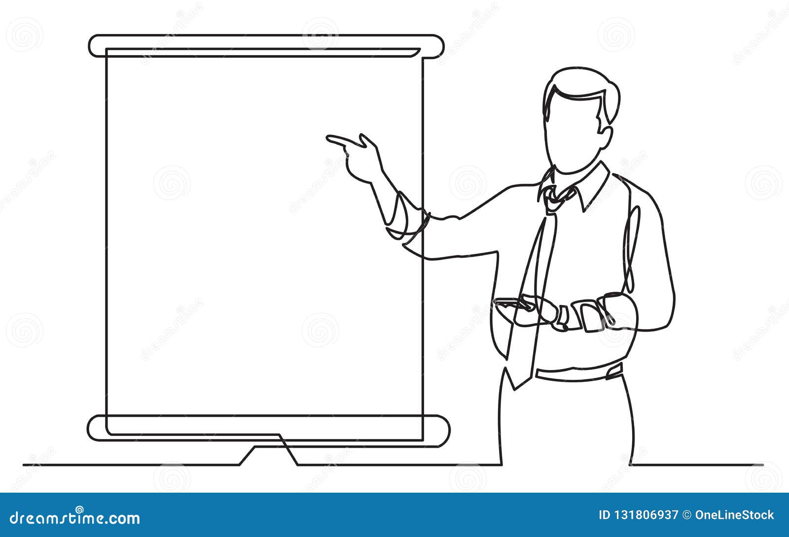 Continuous Line Drawing of Business Coach Showing on Presentation ... Continuous Line Drawing of Business Coach Showing on Presentation ...