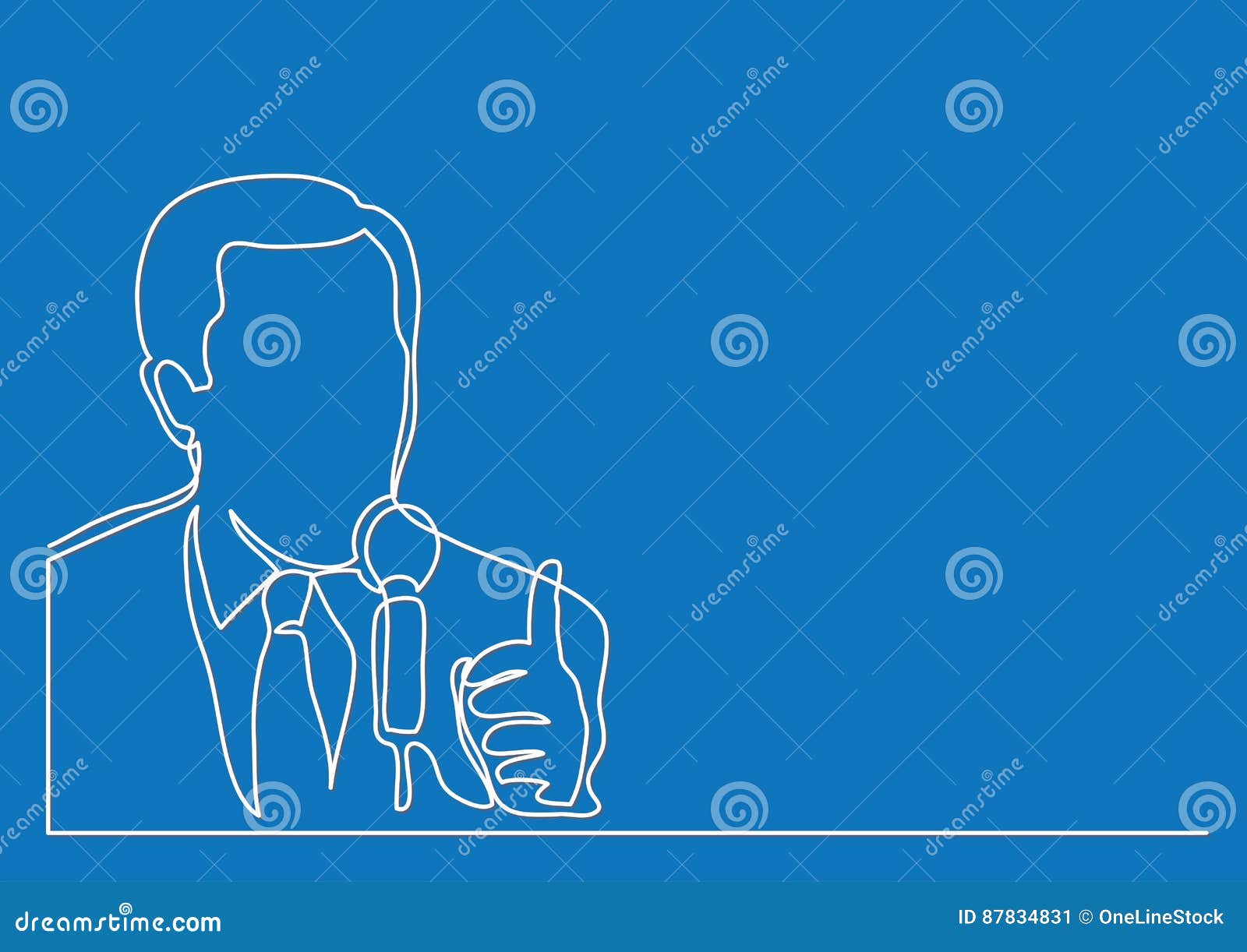 Continuous Line Drawing of Business Coach Speaking with Microphone ...