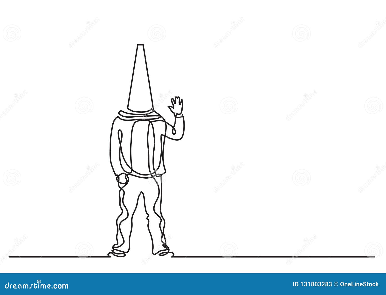 Continuous Line Drawing of Business Concept - Man with Cone on His Head ...