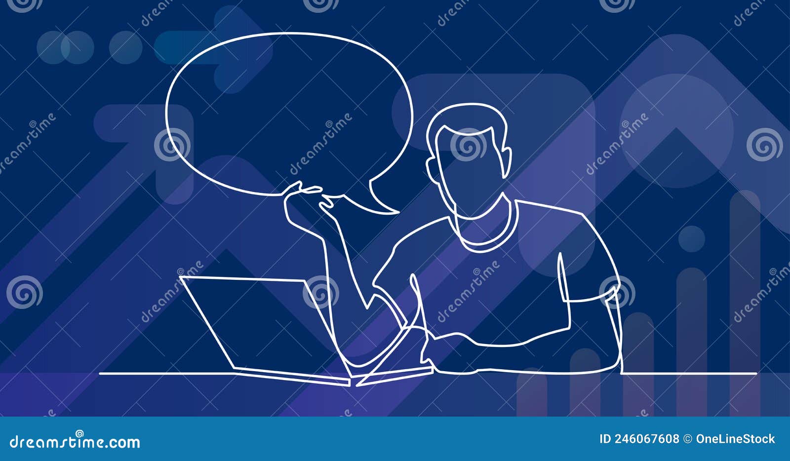 Continuous Line Drawing of Business Concept - Man Expressing His ...