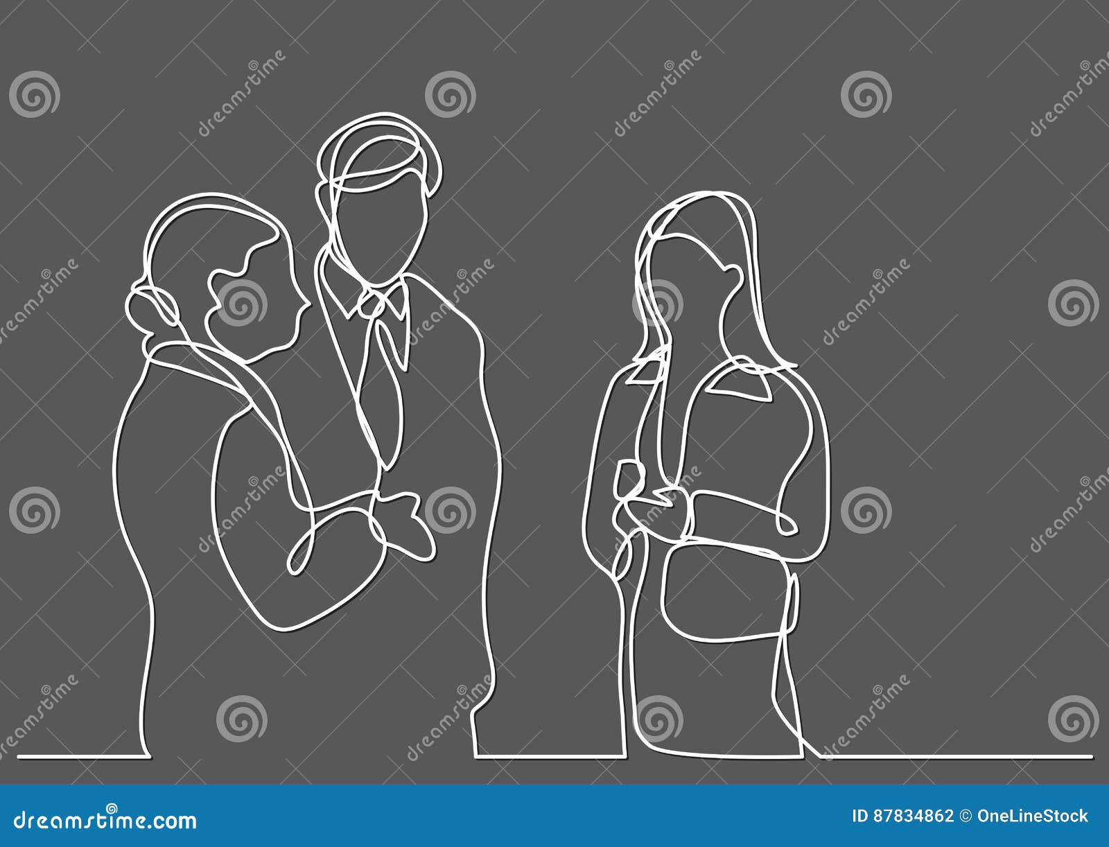 Continuous Line Drawing of Business People Talking Stock Vector ...