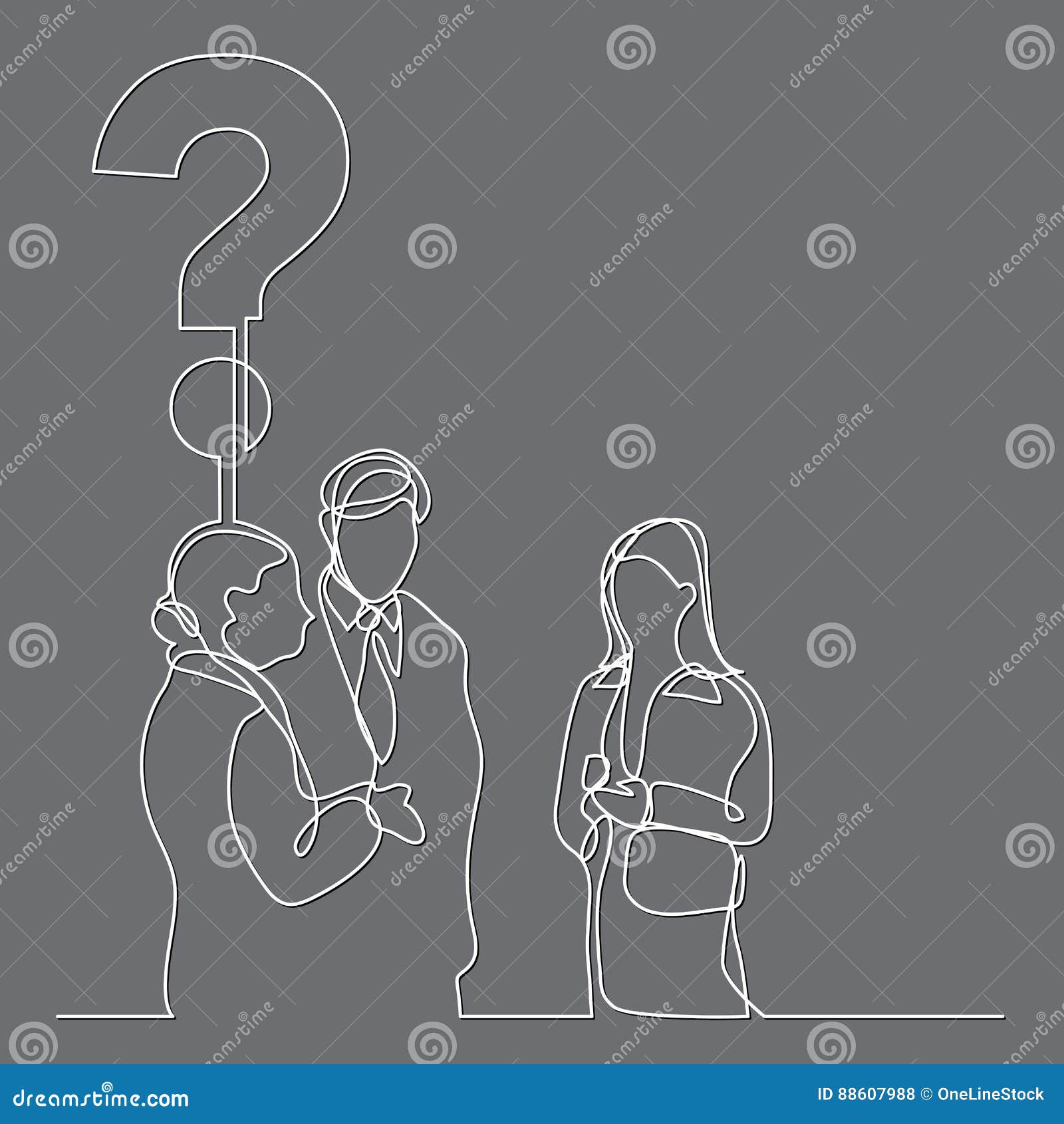 Continuous Line Drawing of Business People Talking about a Quest Stock ...