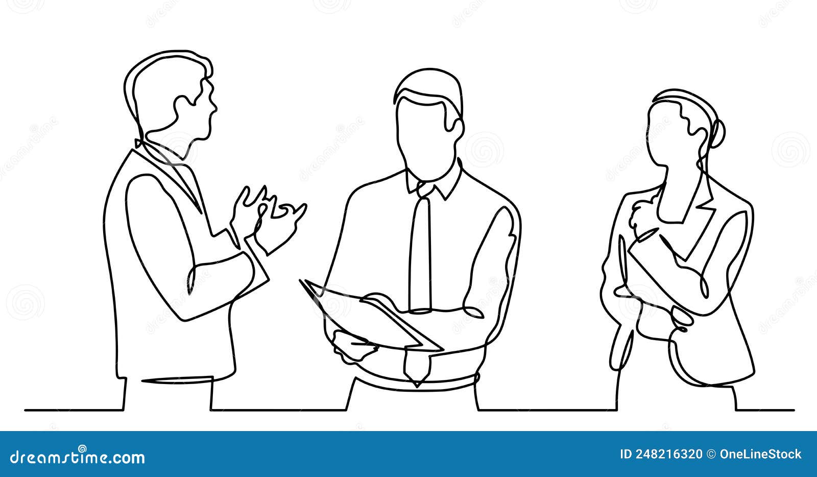 Continuous Line Drawing of Business People Talking Stock Vector ...