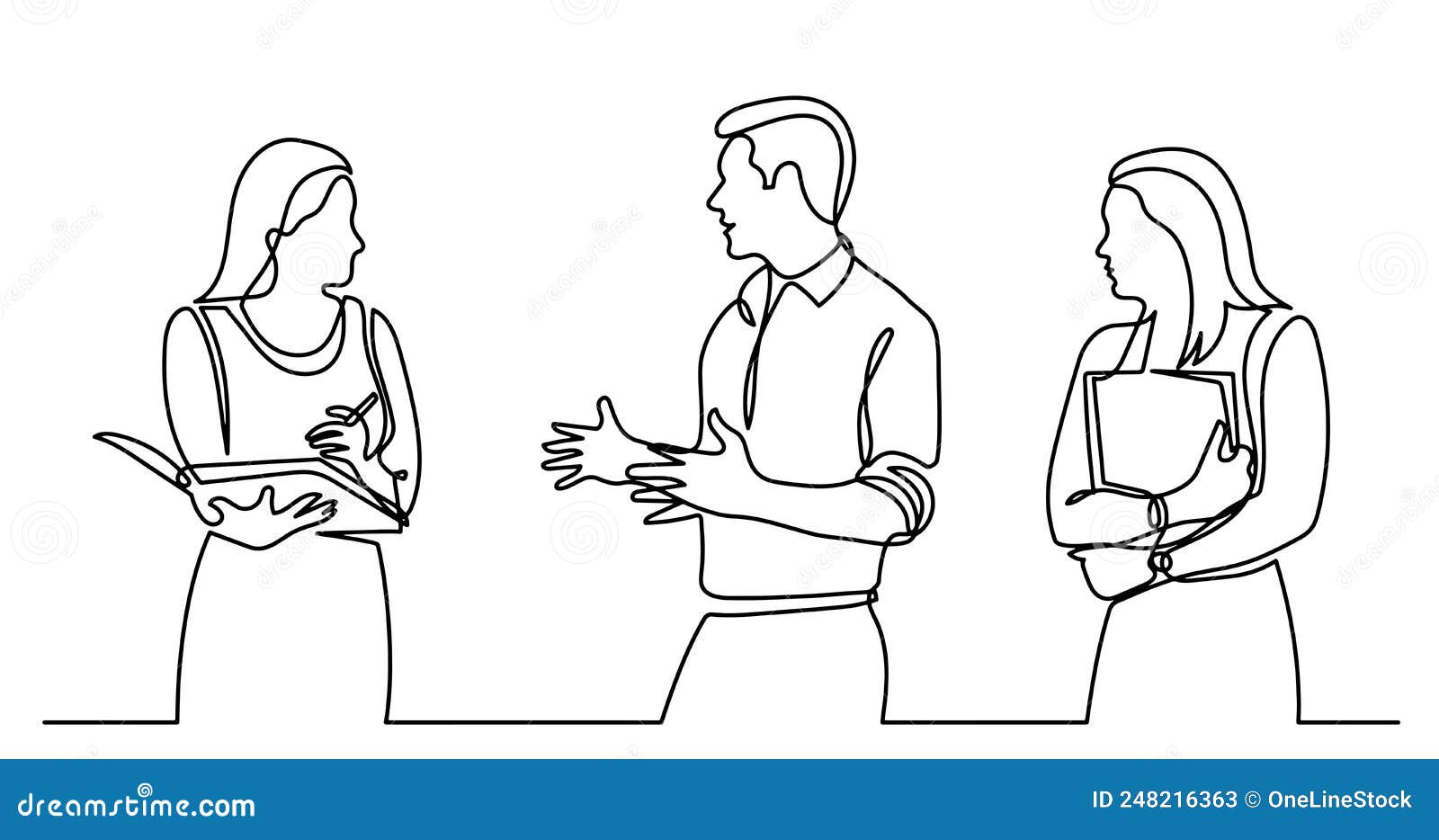 Continuous Line Drawing of Business People Talking Stock Vector ...