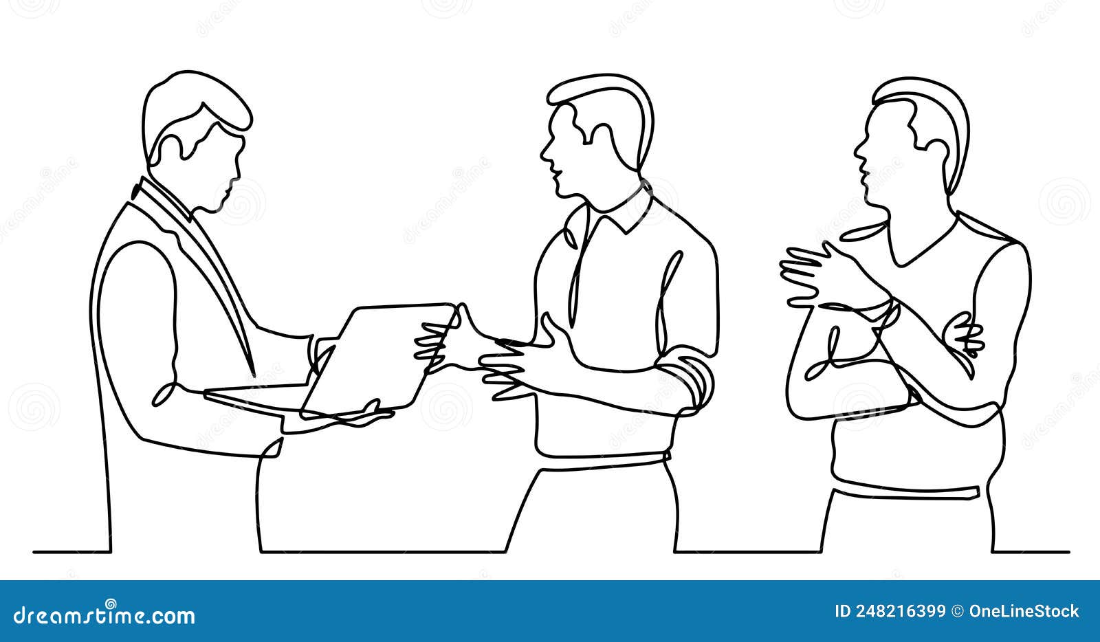 Continuous Line Drawing of Business People Talking Stock Vector ...