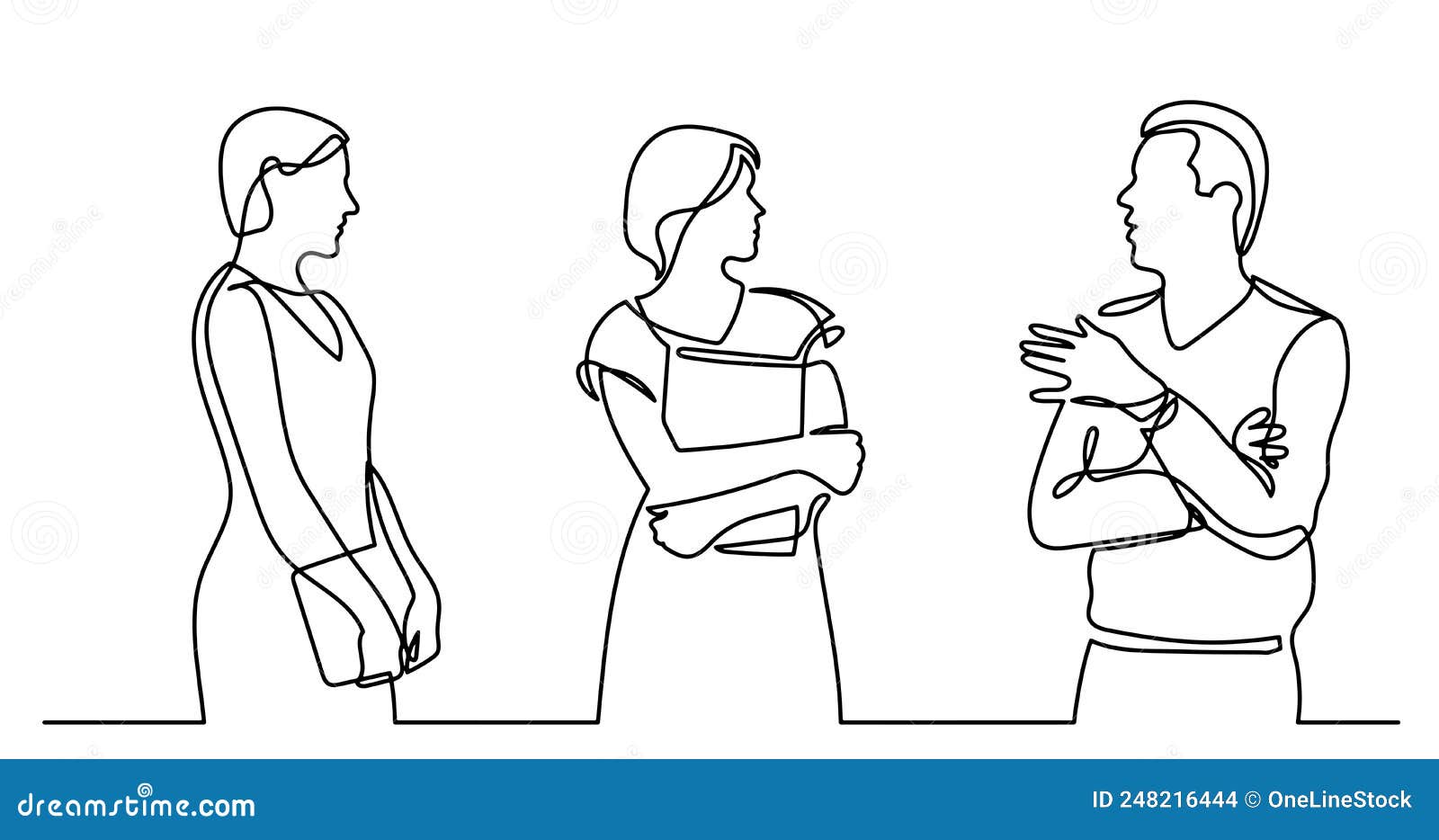 Continuous Line Drawing of Business People Talking Stock Vector ...