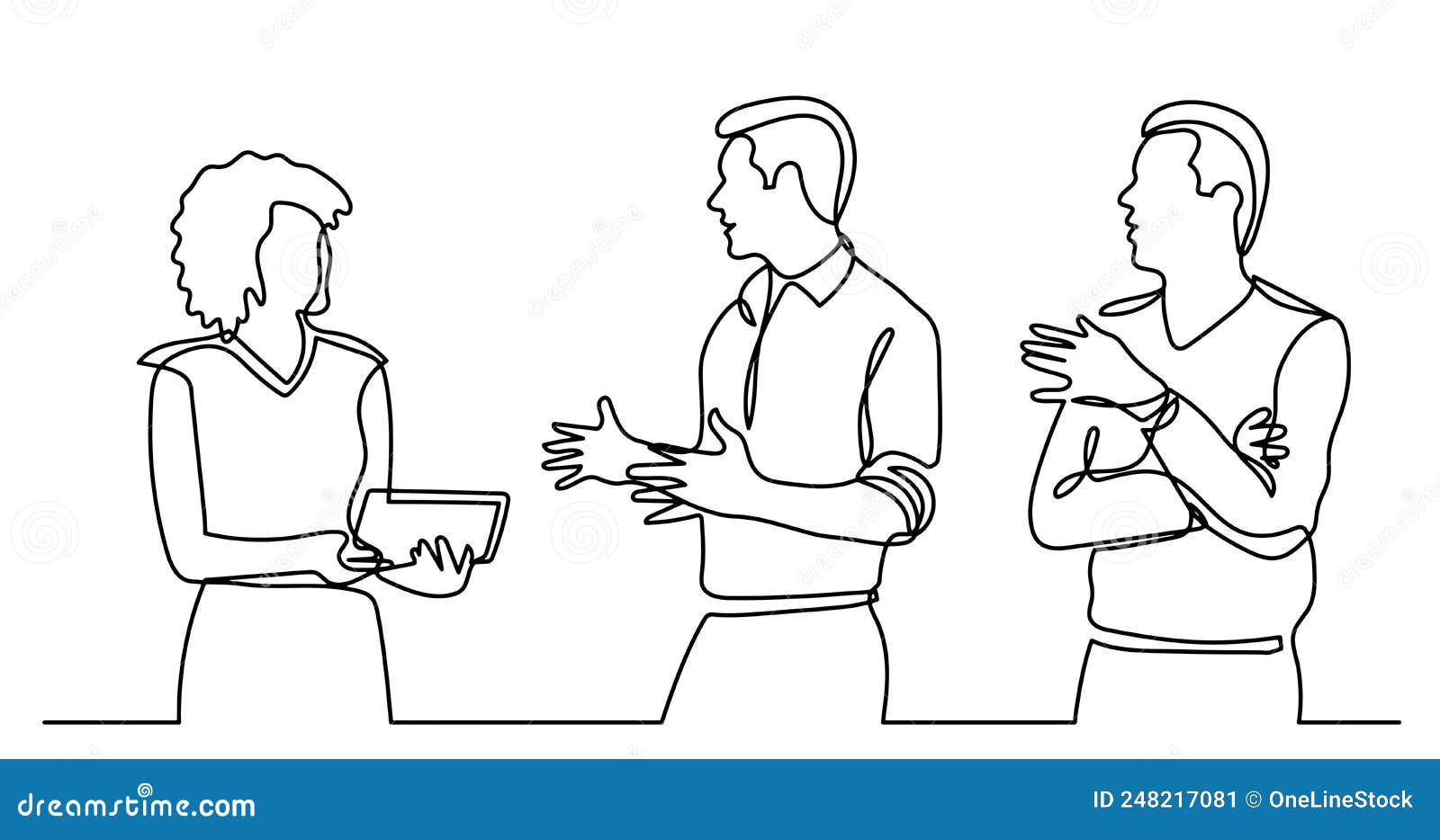 Continuous Line Drawing of Business People Talking Stock Illustration ...