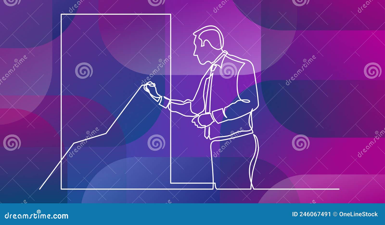 Continuous Line Drawing Of Business Presentation - Businessman Drawing ...