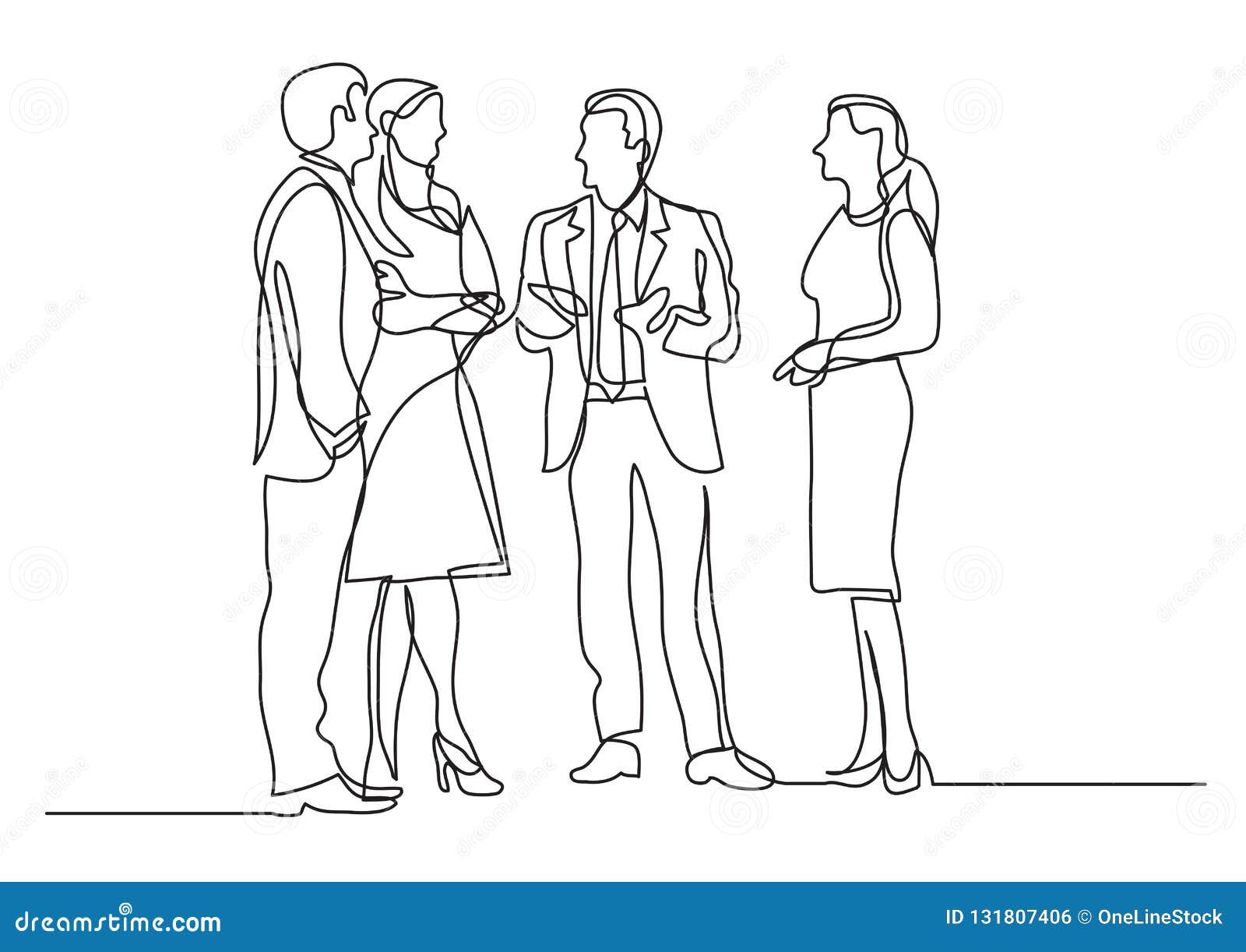 Continuous Line Drawing of Business Professionals Standing Meeting ...