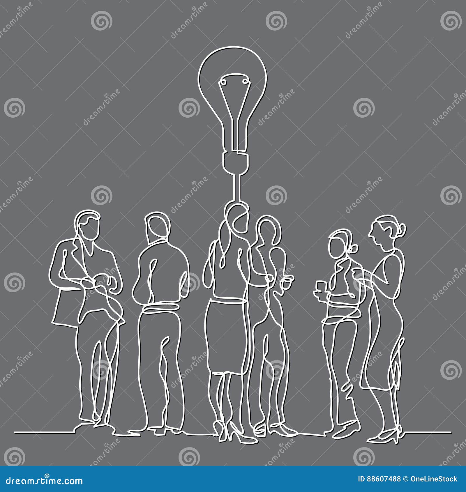 Continuous Line Drawing of Business Team Discussion Idea Stock Vector ...