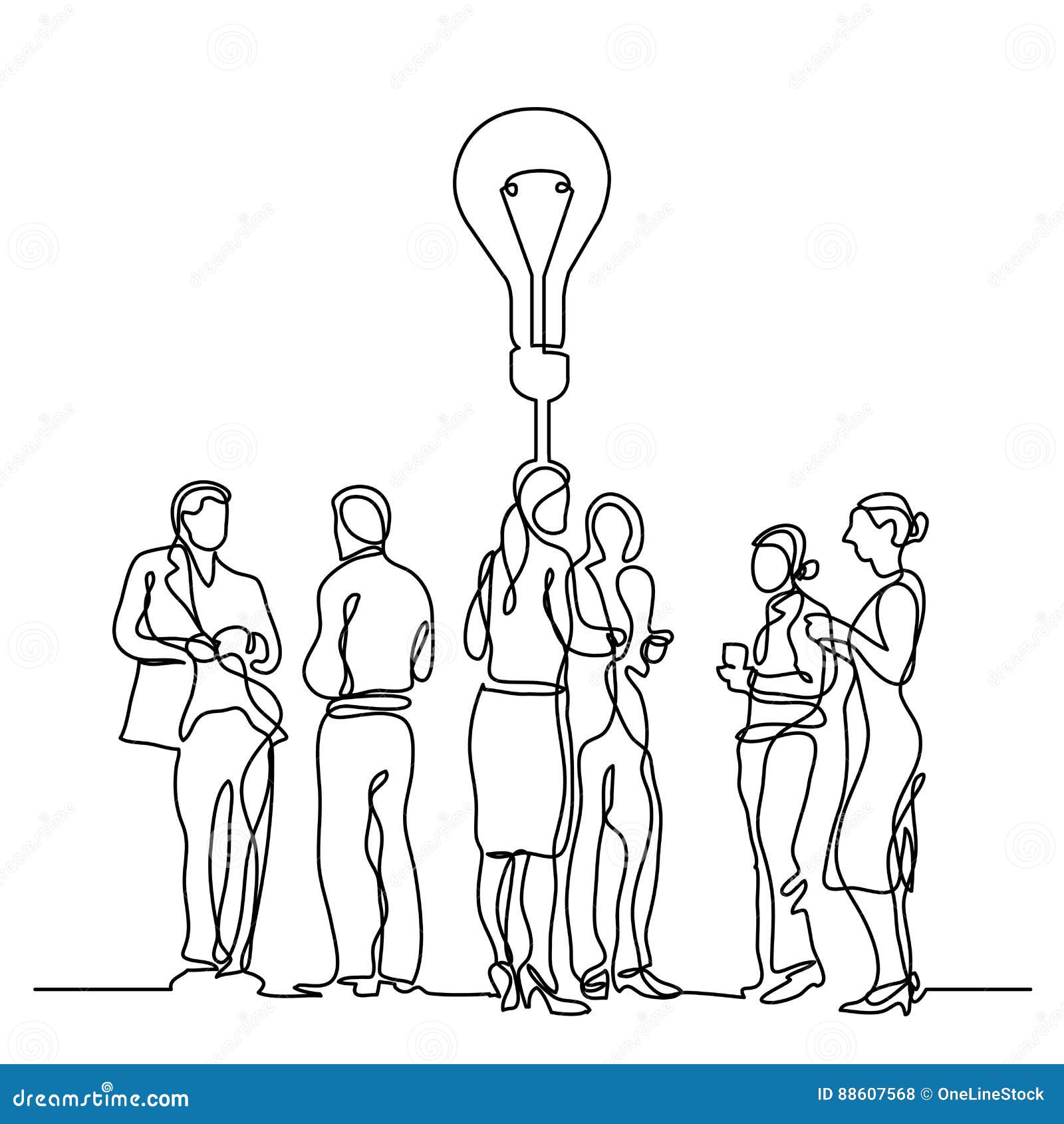 Continuous Line Drawing of Business Team Discussion Idea Stock Vector ...