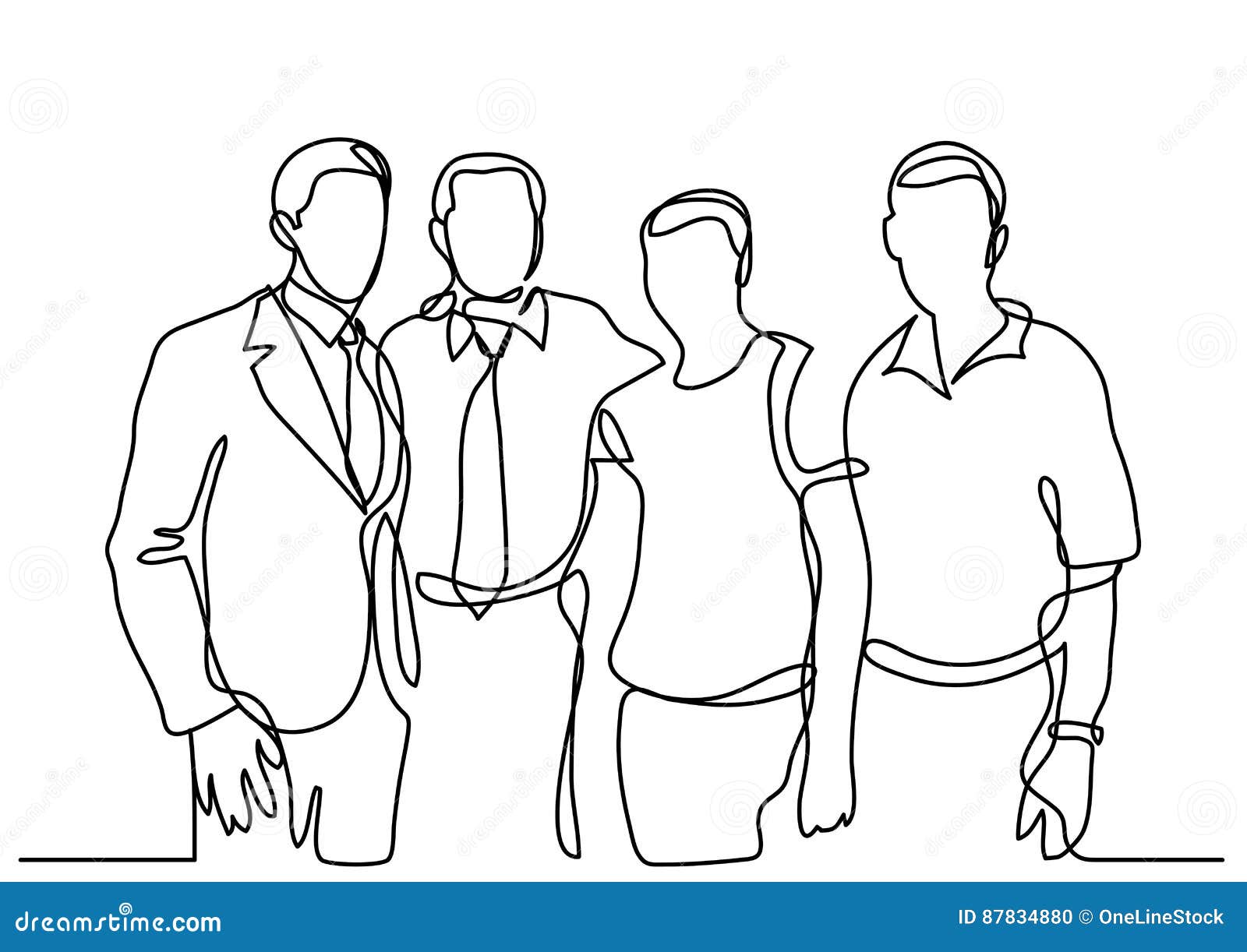 Continuous Line Drawing of Business Team Stock Vector - Illustration of ...
