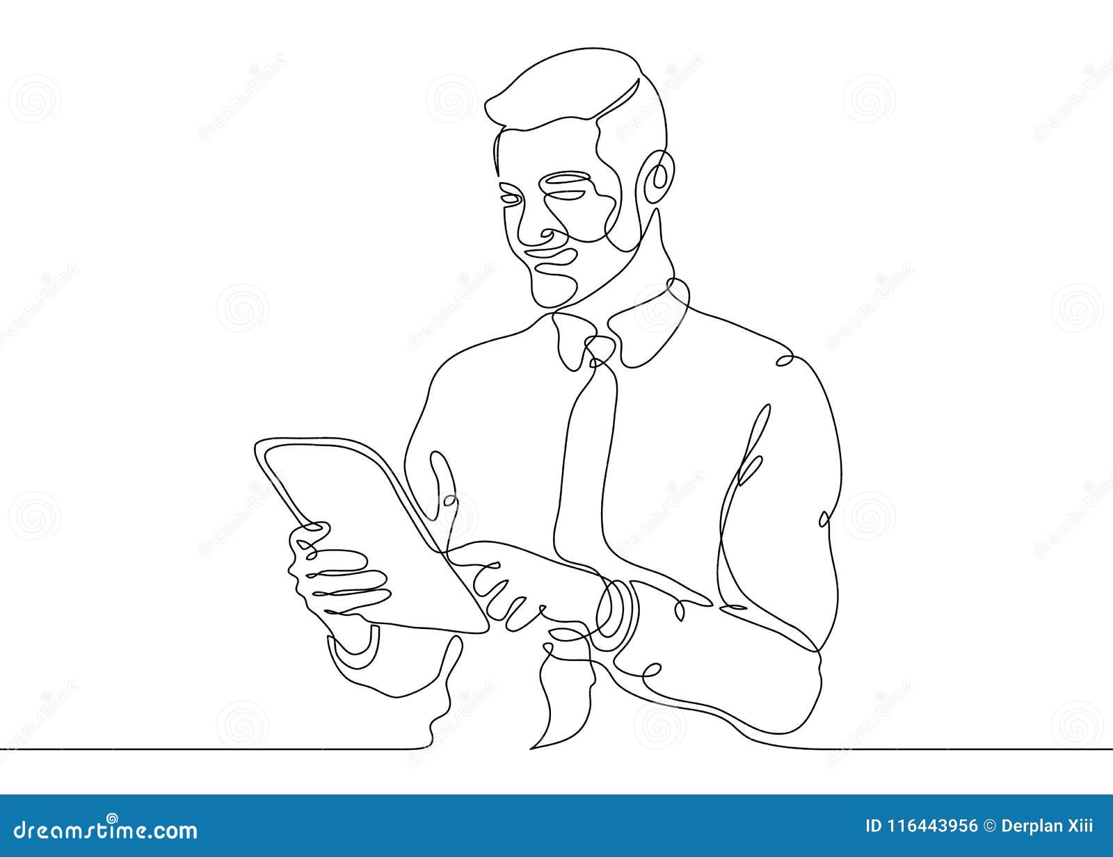 Continuous Line Drawing Businessman Computer Laptop Stock Vector ...