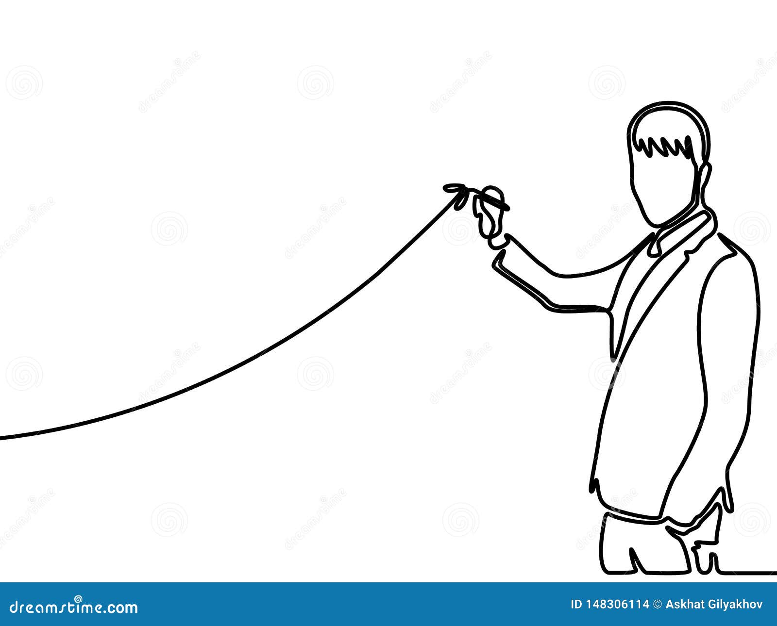 Continuous Line Drawing Businessman Drawing Rising Diagram. Vector ... Continuous Line Drawing Businessman Drawing Rising Diagram. Vector ...