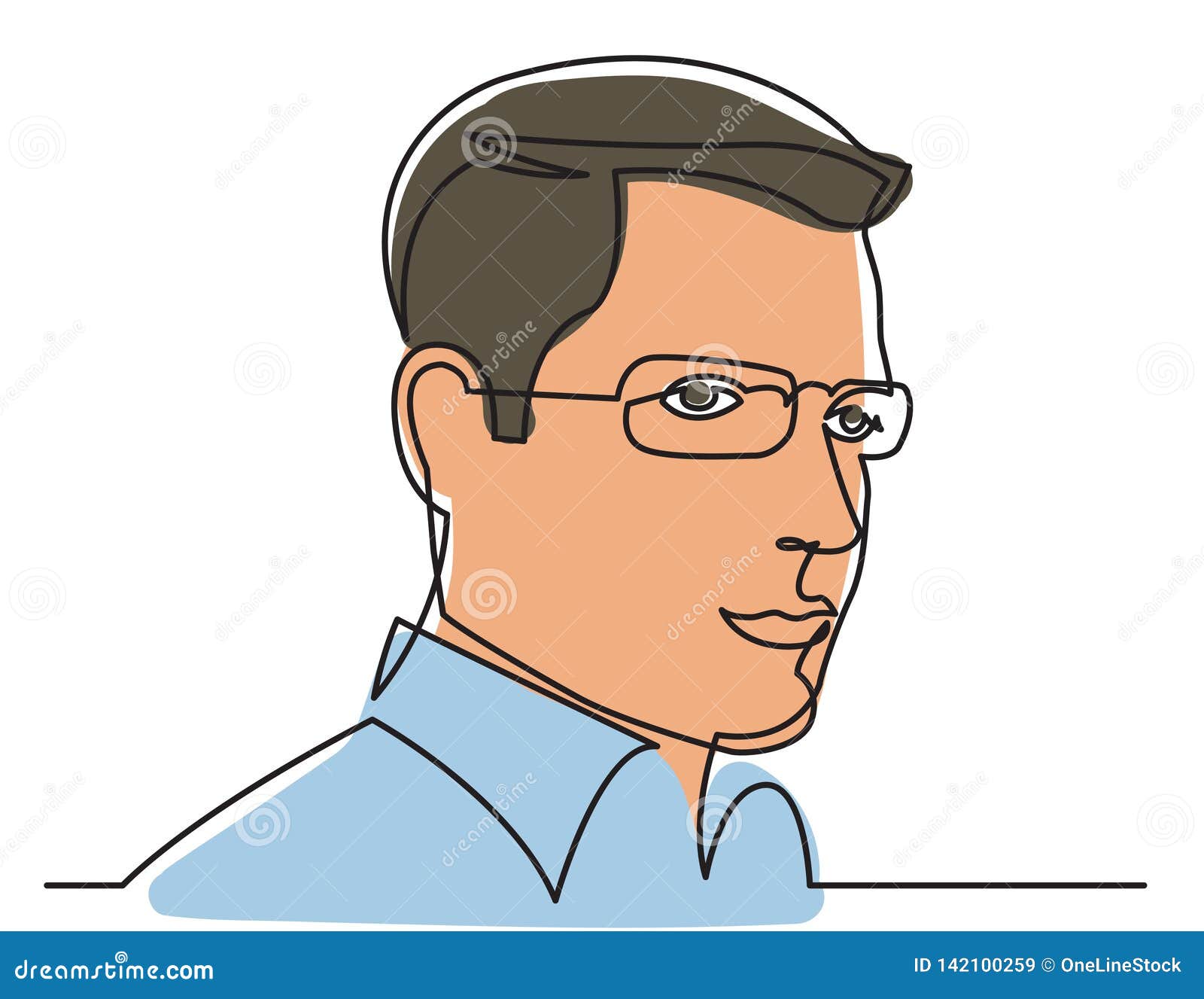 Continuous Line Drawing of Businessman in Glasses Portrait on White ... Continuous Line Drawing of Businessman in Glasses Portrait on White ...