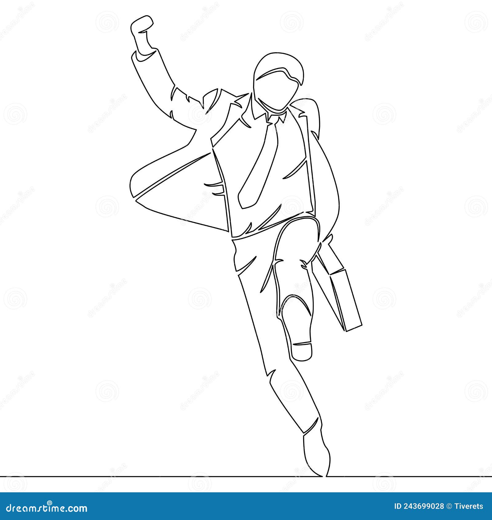 Continuous Line Drawing Businessman Jumping Joy Concept Stock Vector ...