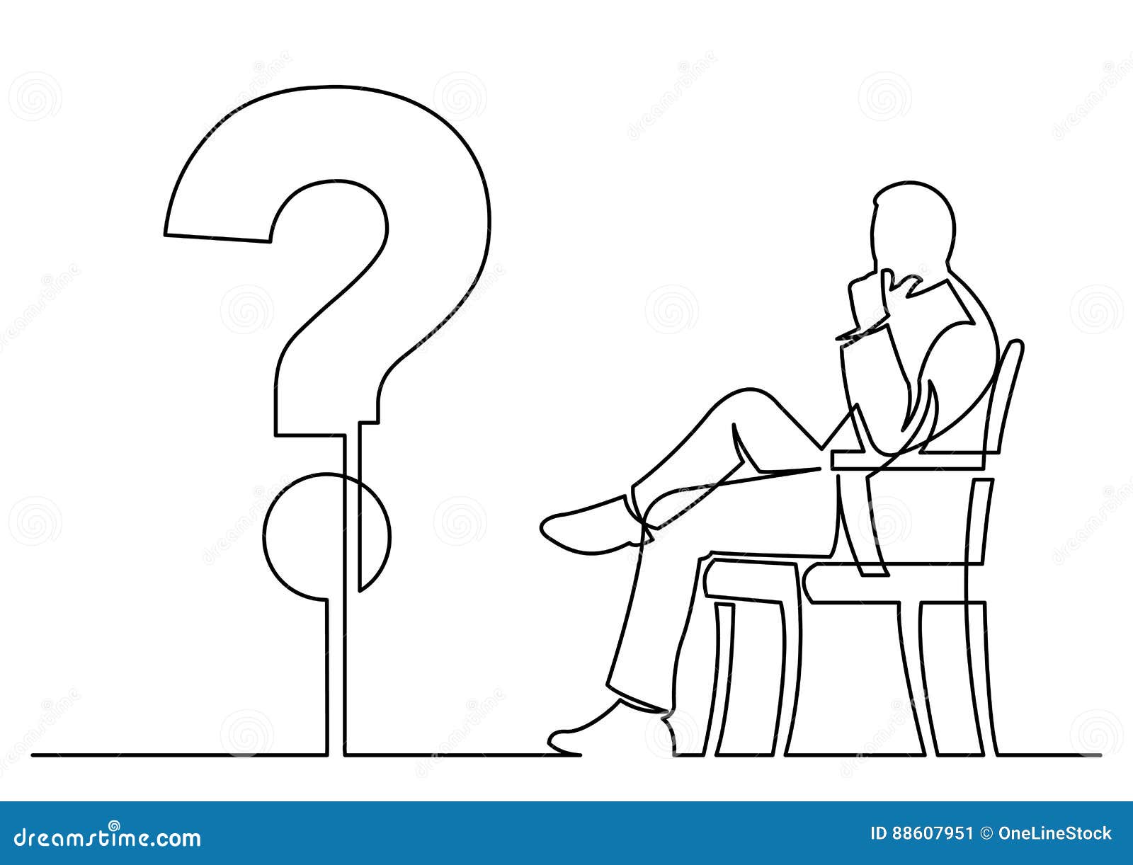 Continuous Line Drawing of Businessman Sitting Thinking about a Stock ...