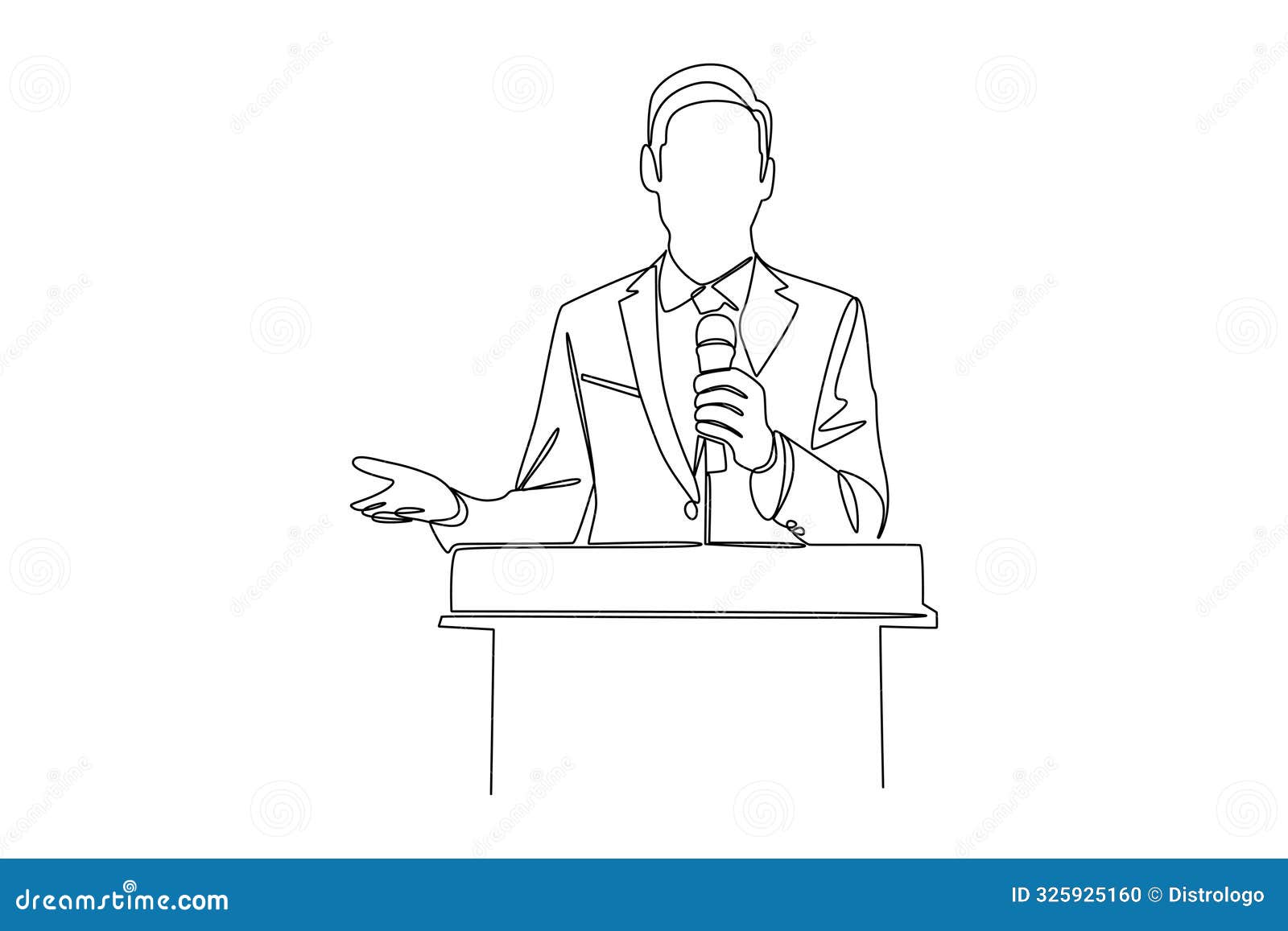 Continuous Line Drawing of a Businessman Speaking at a Conference ...