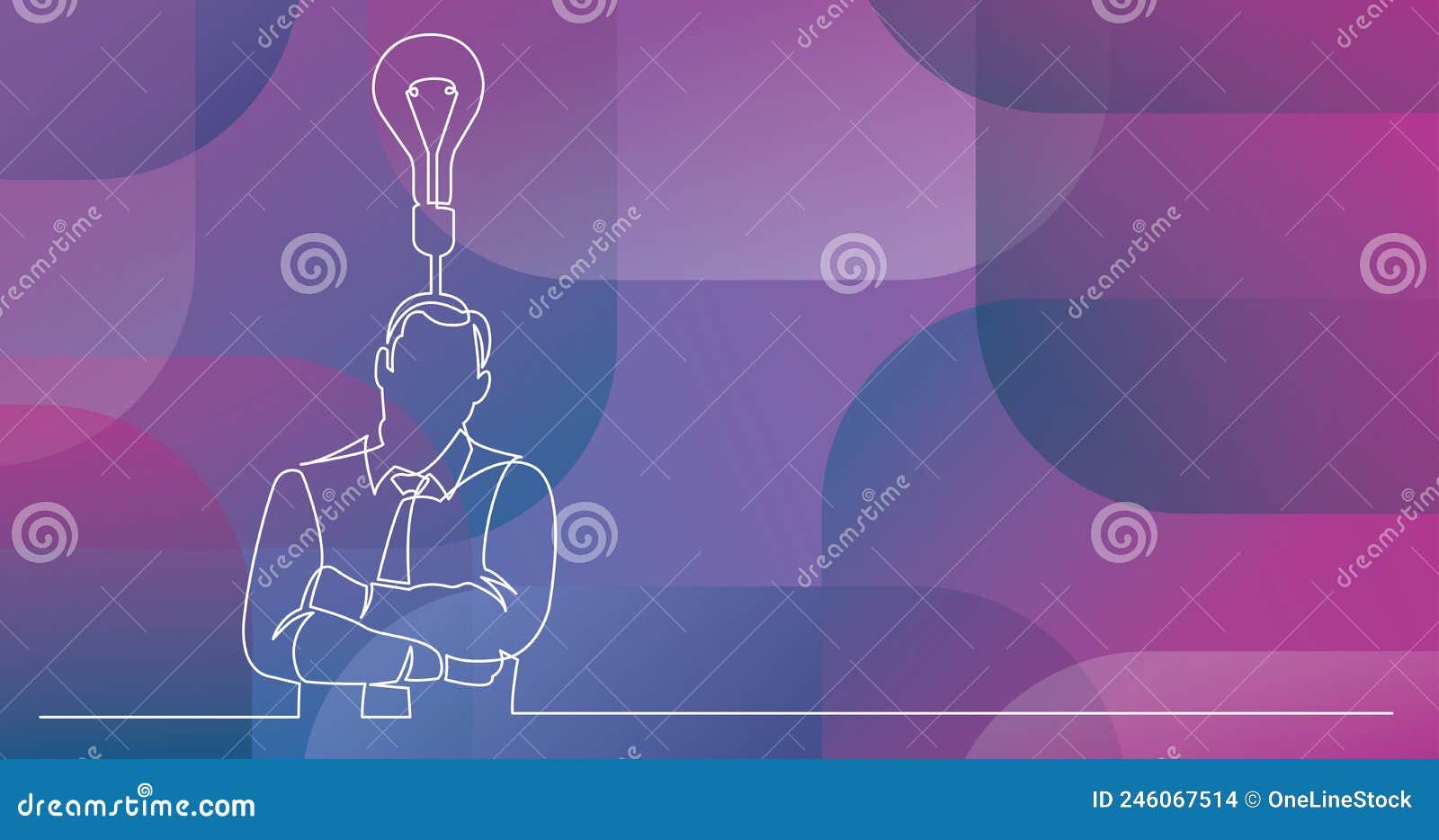 Continuous Line Drawing of Businessman Thinking about Idea Stock Vector ...