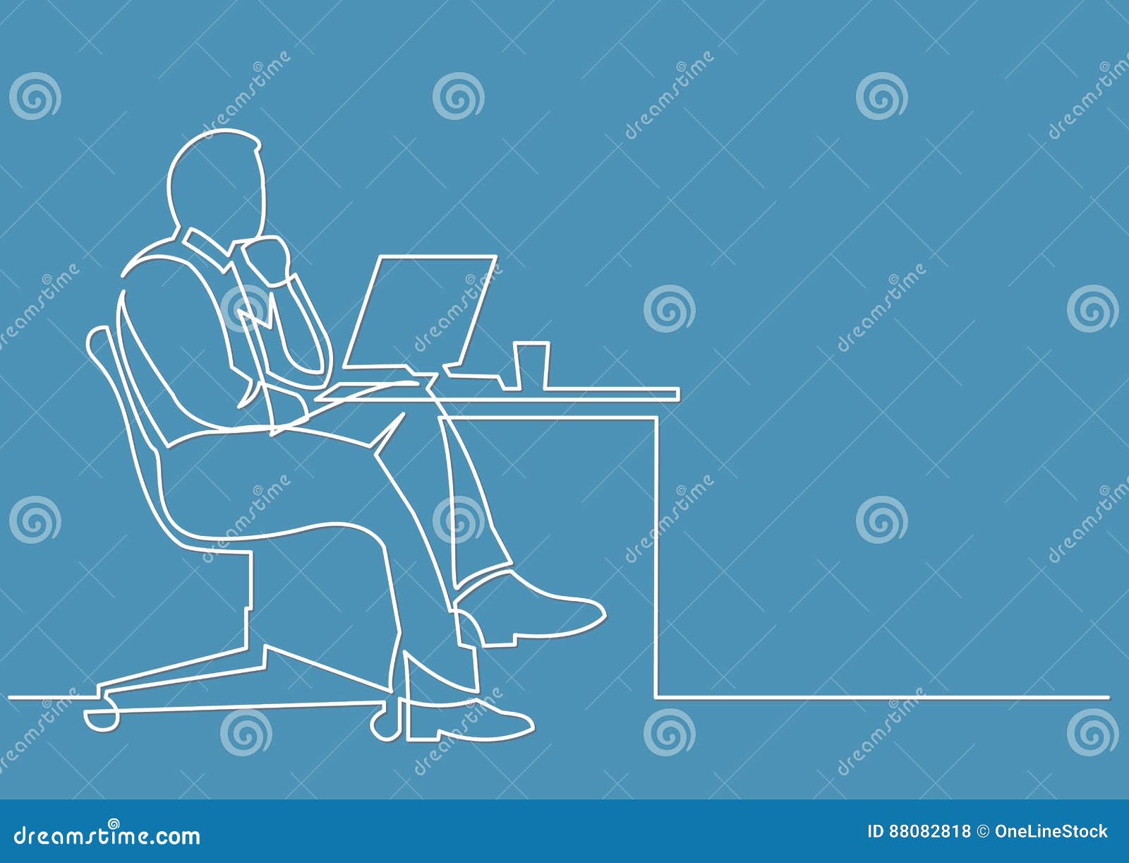 Continuous Line Drawing of Businessman Thinking Stock Vector ...