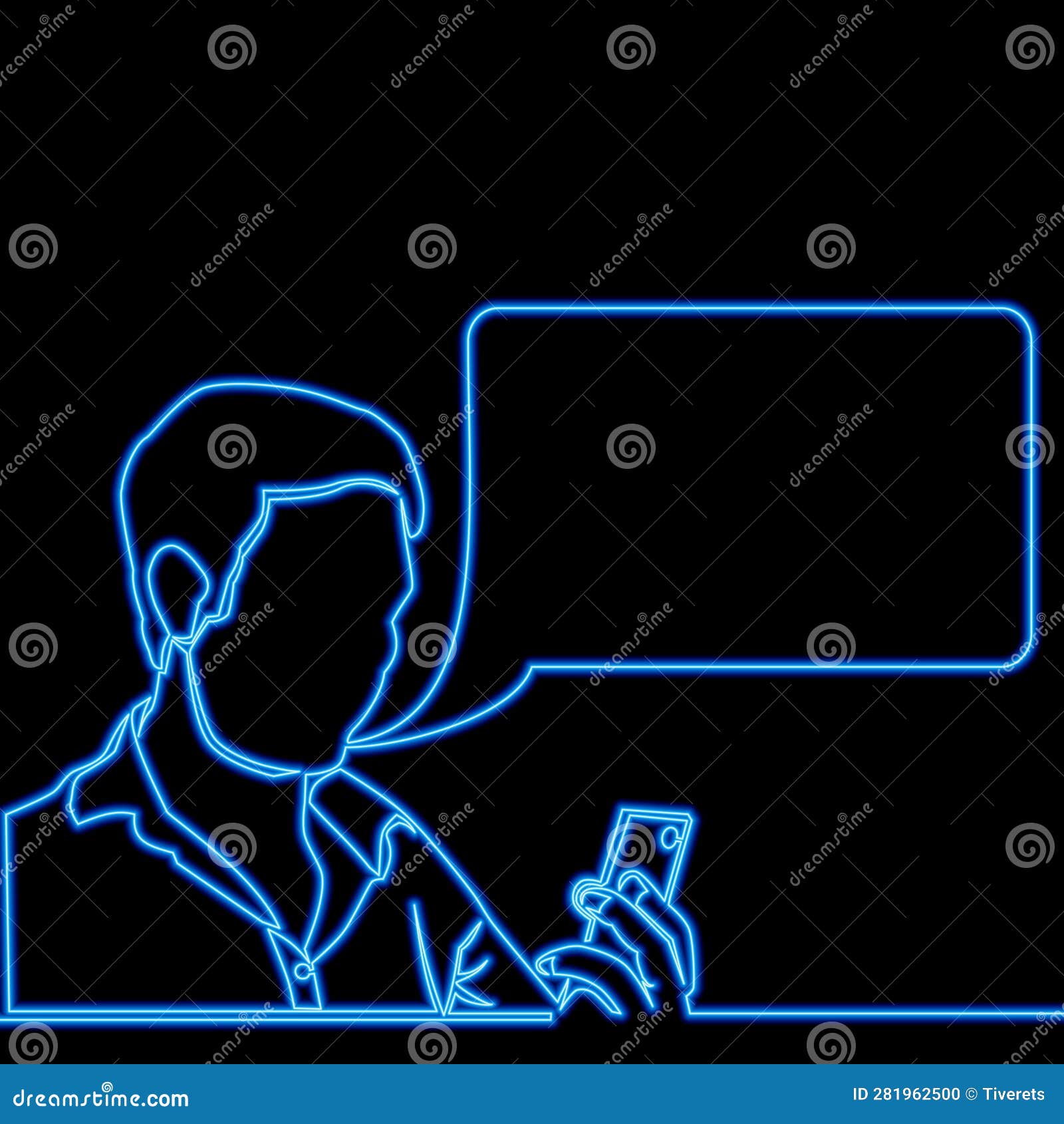 Continuous Line Drawing Businessman Using Phone Send Message Internet ...
