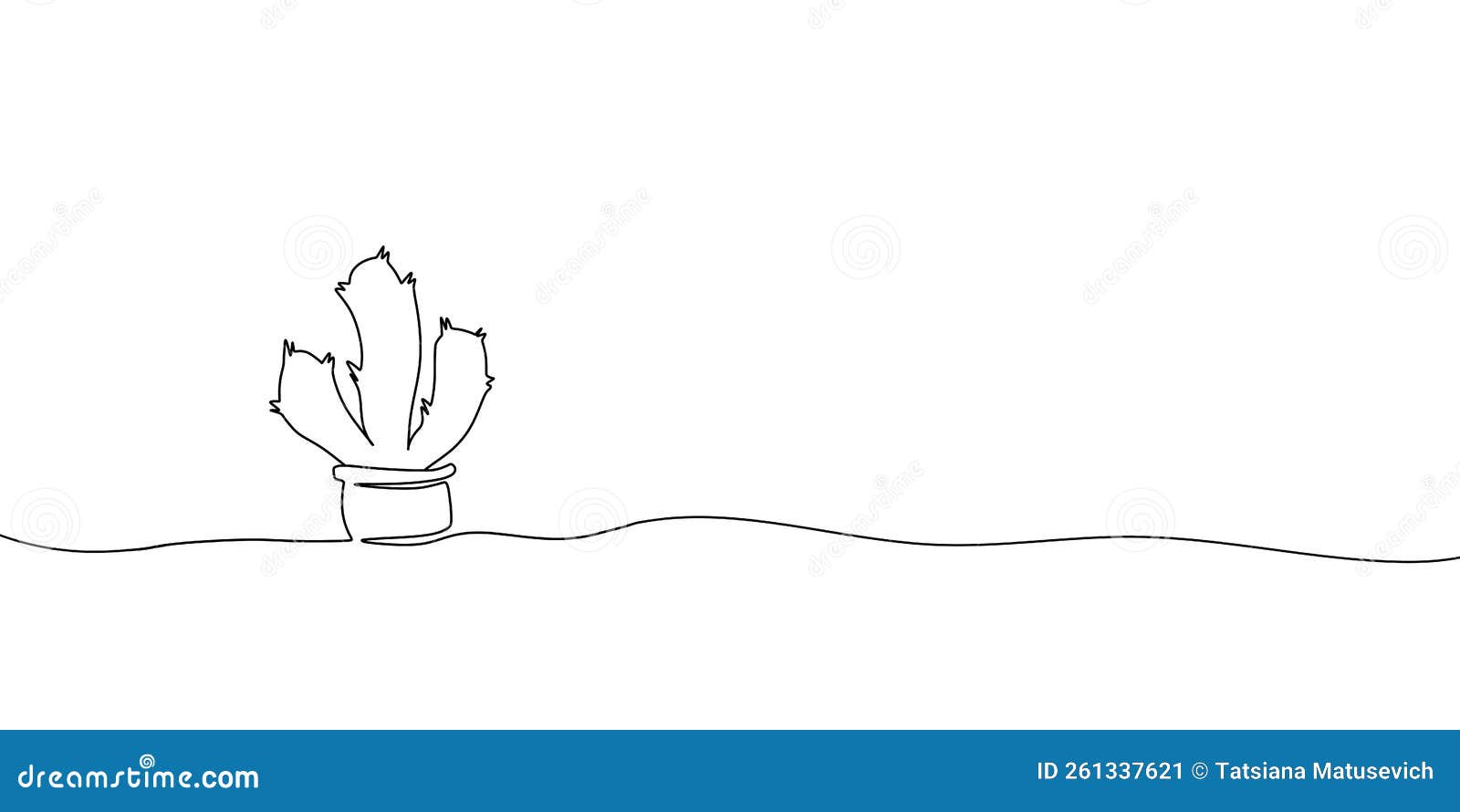 Continuous Line Drawing Cactus in Pot Stock Vector - Illustration of ...