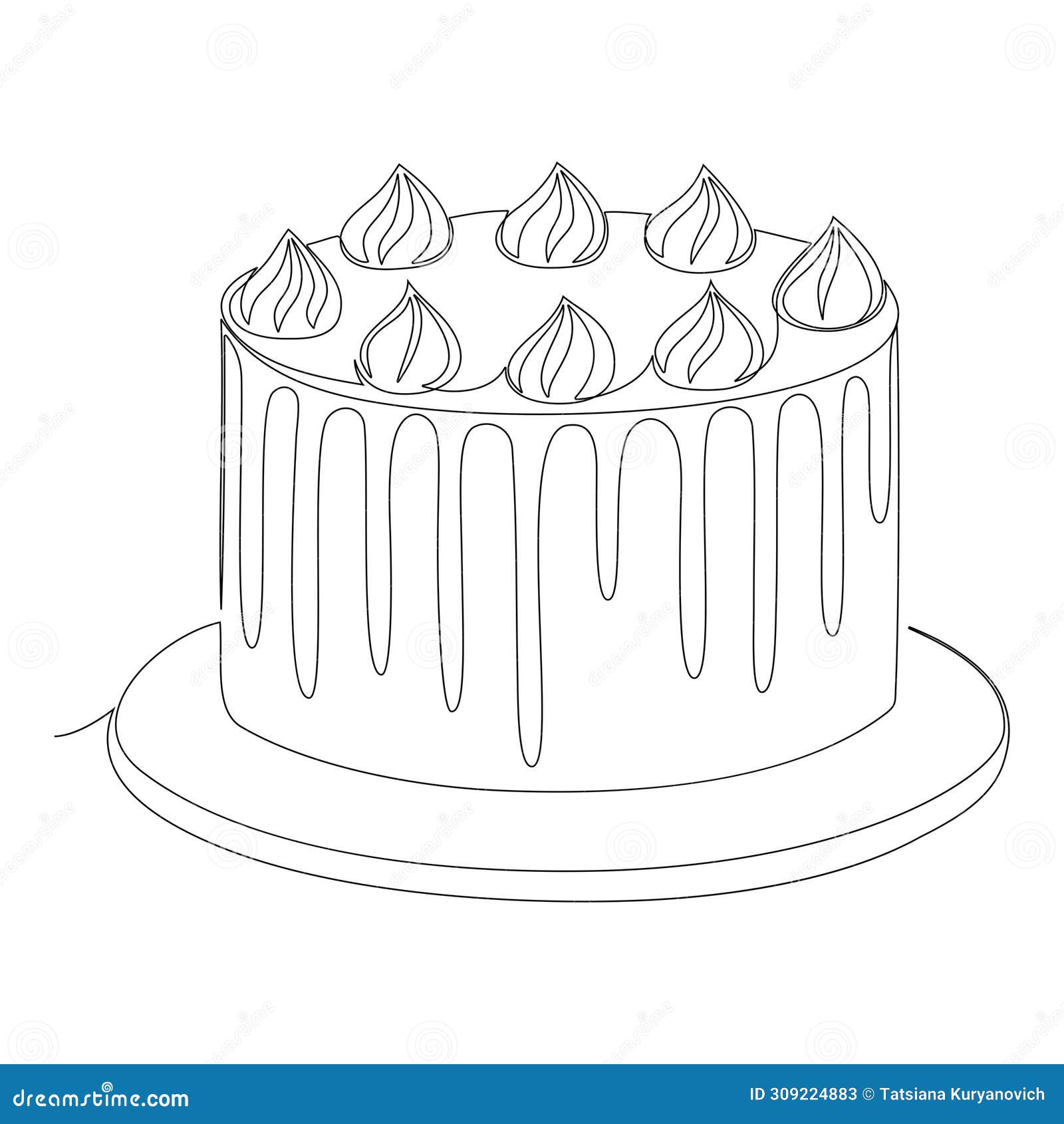 Continuous Line Drawing of Cake. Vector Illustration Stock Vector ...