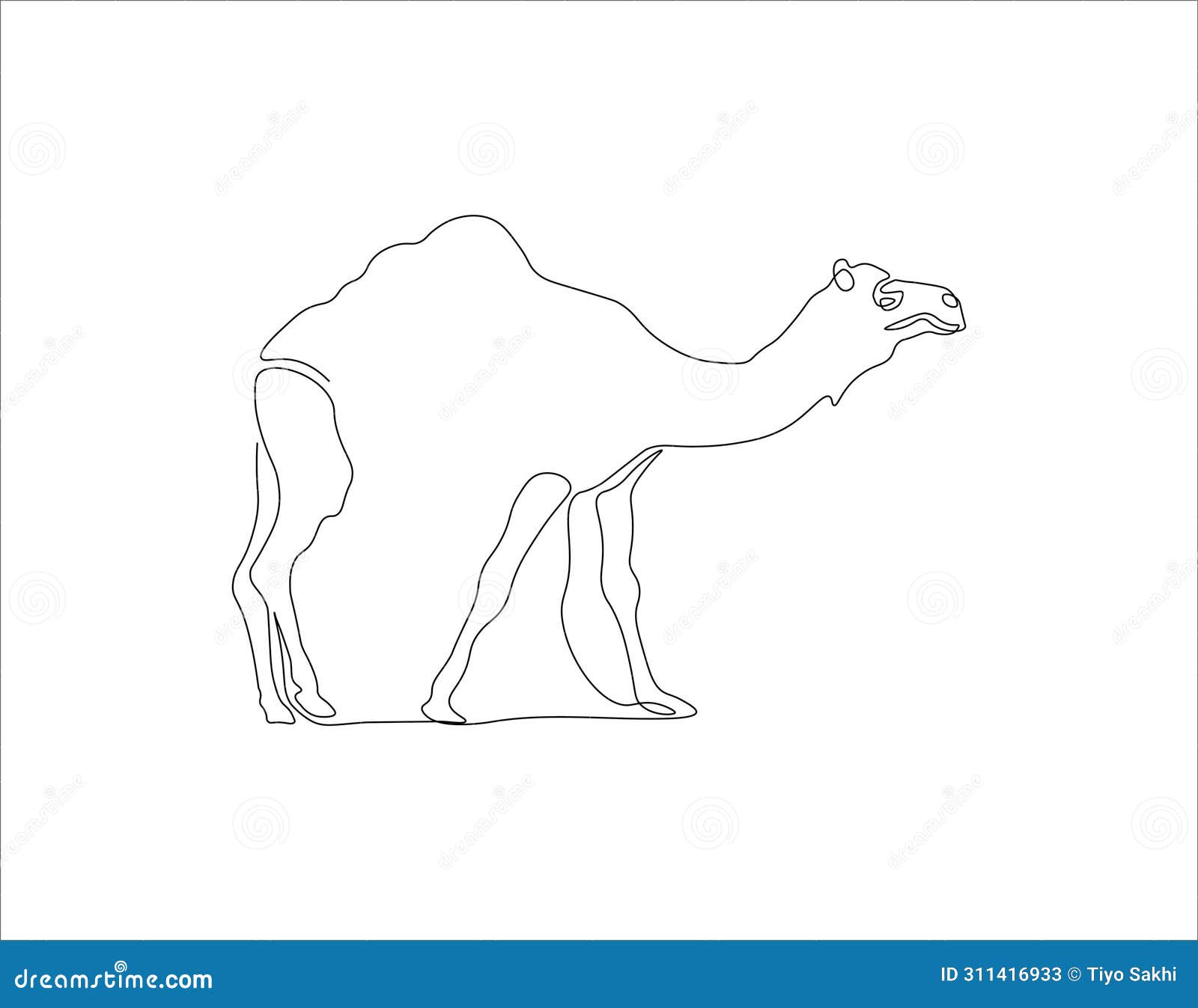 Continuous Line Drawing of Camel. One Line of Arabian Camel. Camel in ...