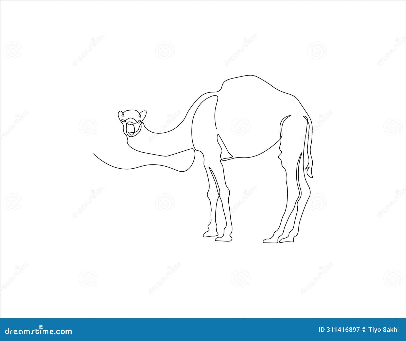 Continuous Line Drawing of Camel. One Line of Arabian Camel. Camel in ...