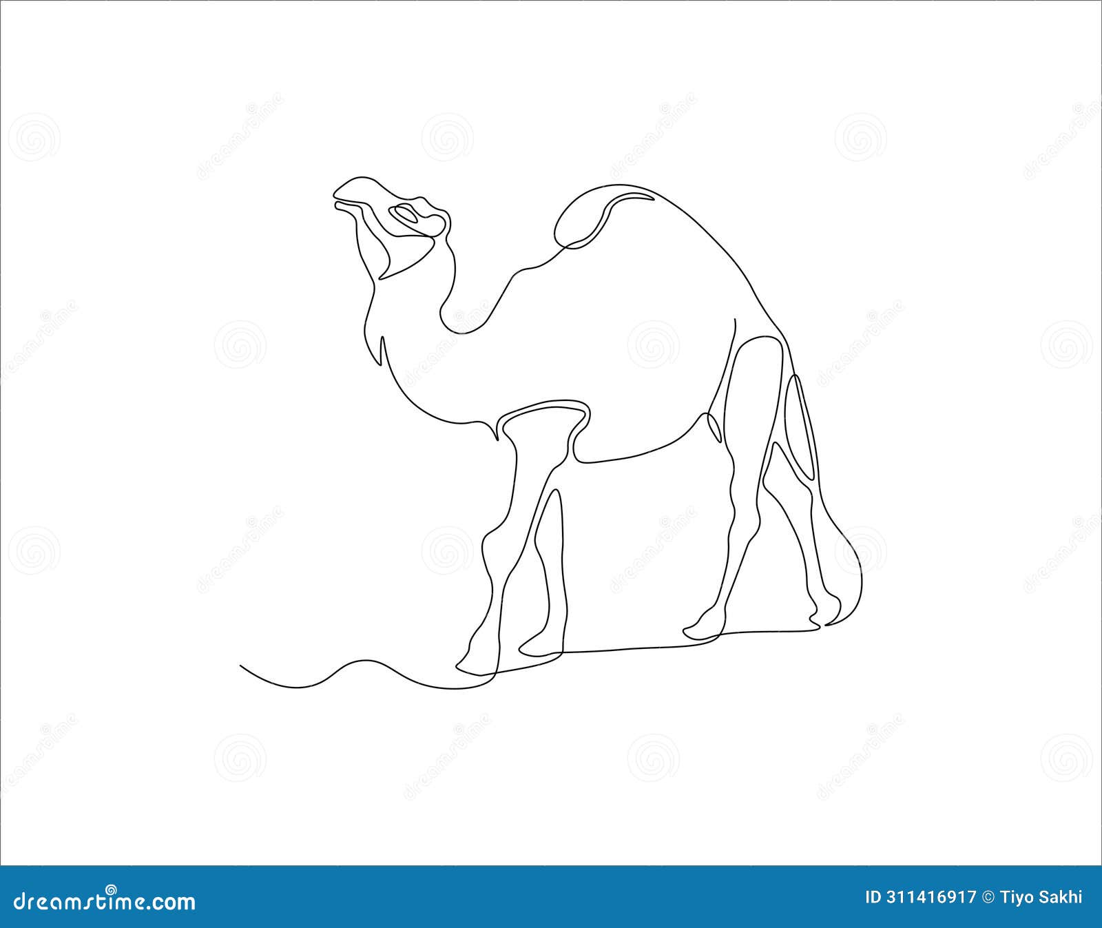 Continuous Line Drawing of Camel. One Line of Arabian Camel. Camel in ...
