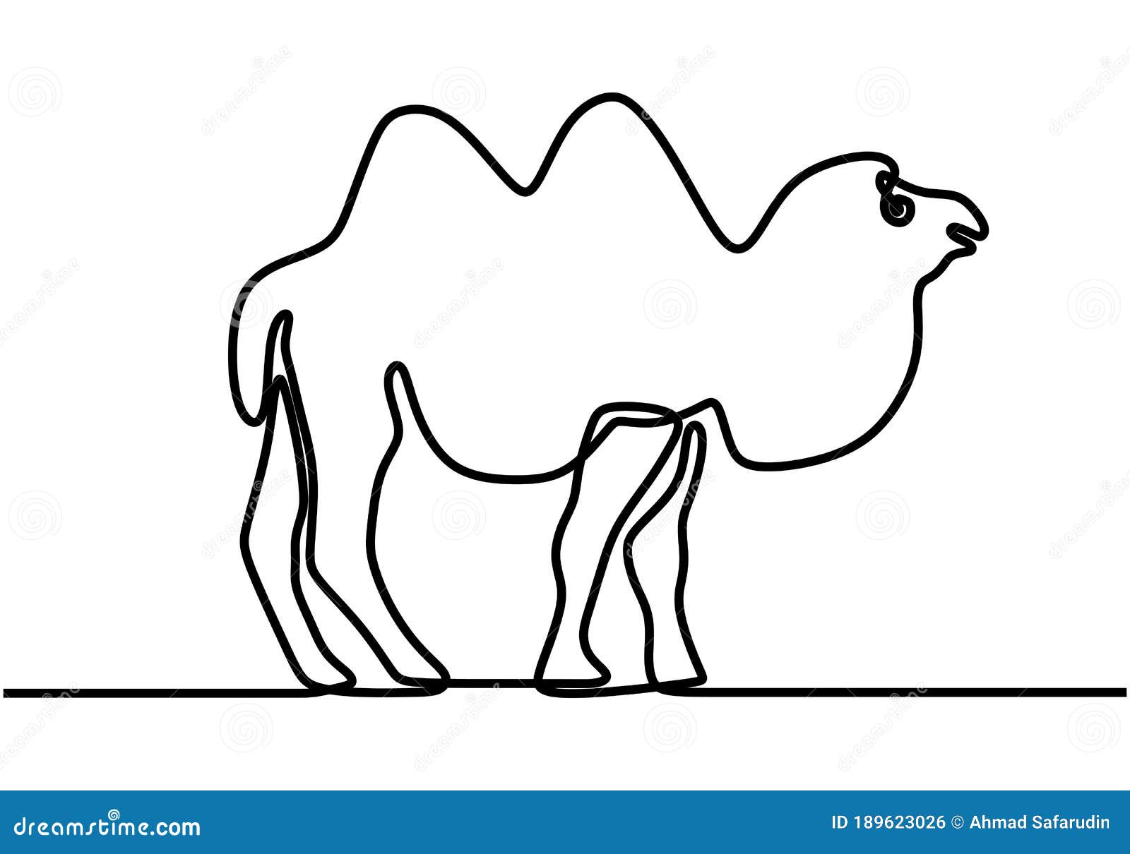 Continuous Line Drawing Camel. Vector Illustration with Minimalist ...