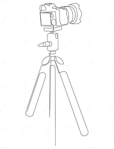 Continuous Line Drawing of the Camera on a Tripod. Vector Illustration ...