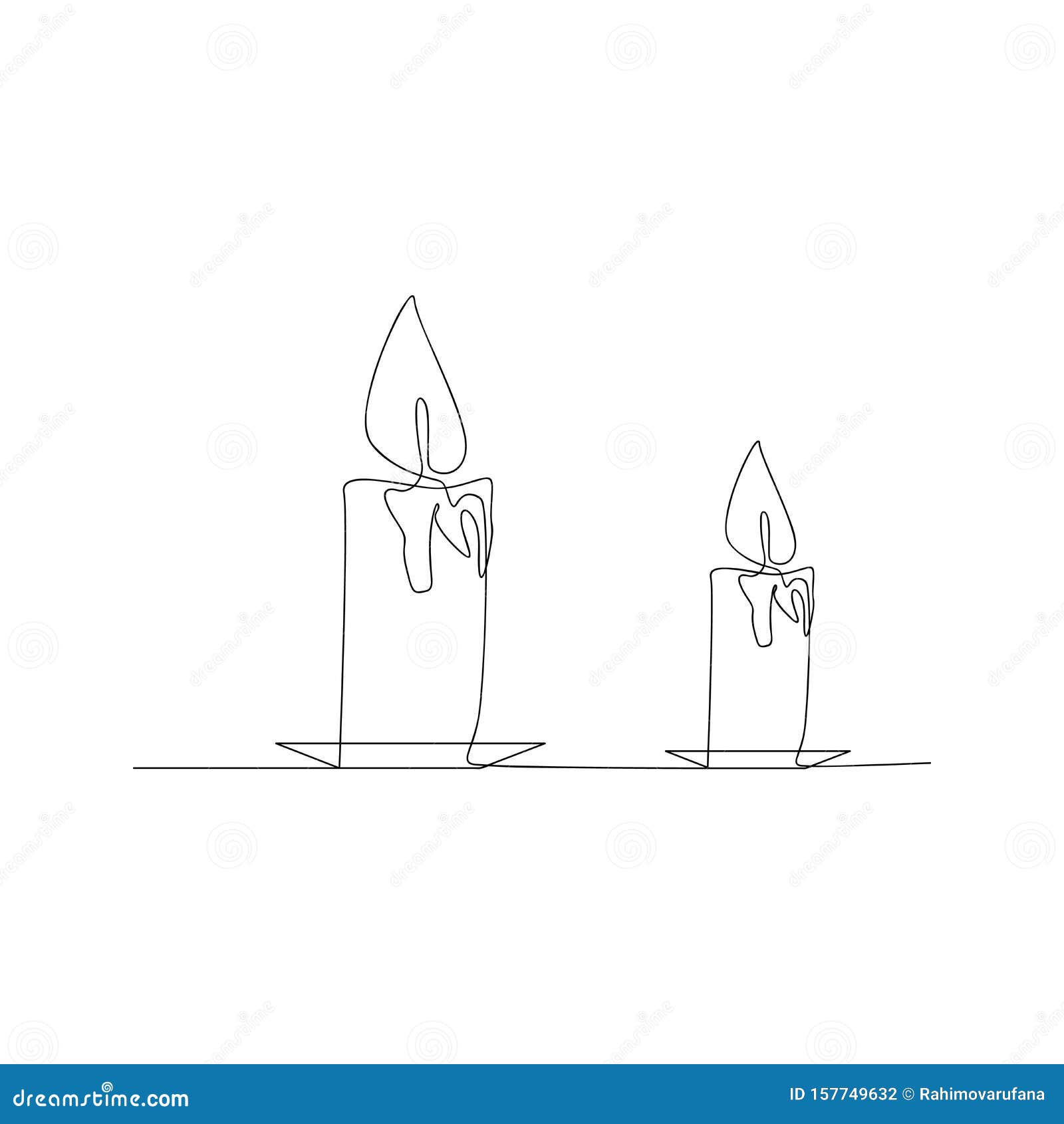 Continuous Line Drawing of Candle. Isolated Sketch Drawing of Candle ...