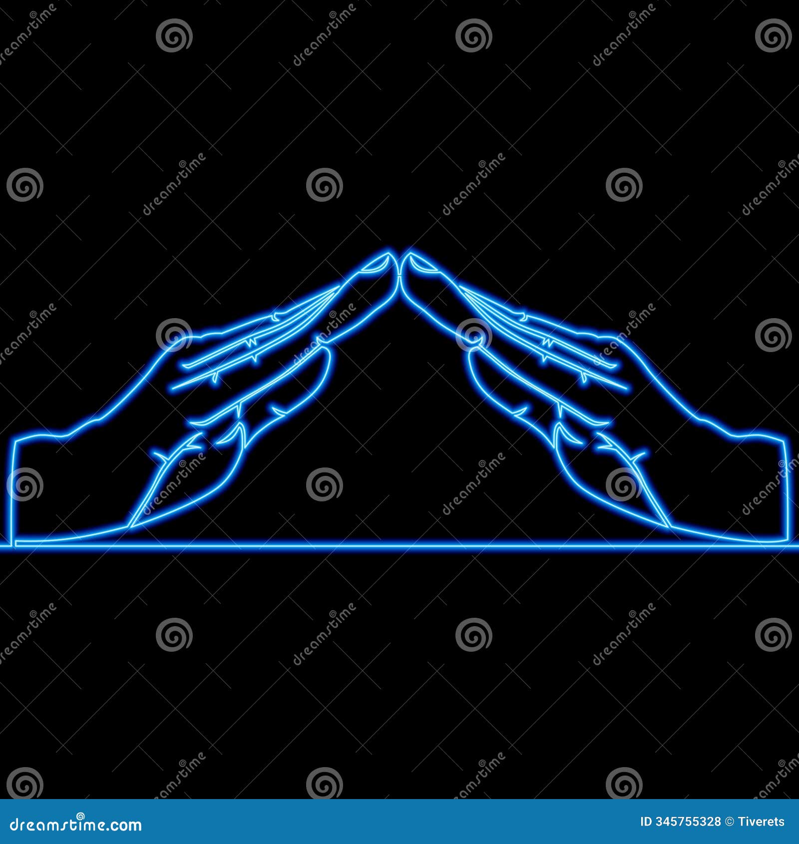 Continuous Line Drawing Caring Hands Icon Neon Glow Concept Stock ...