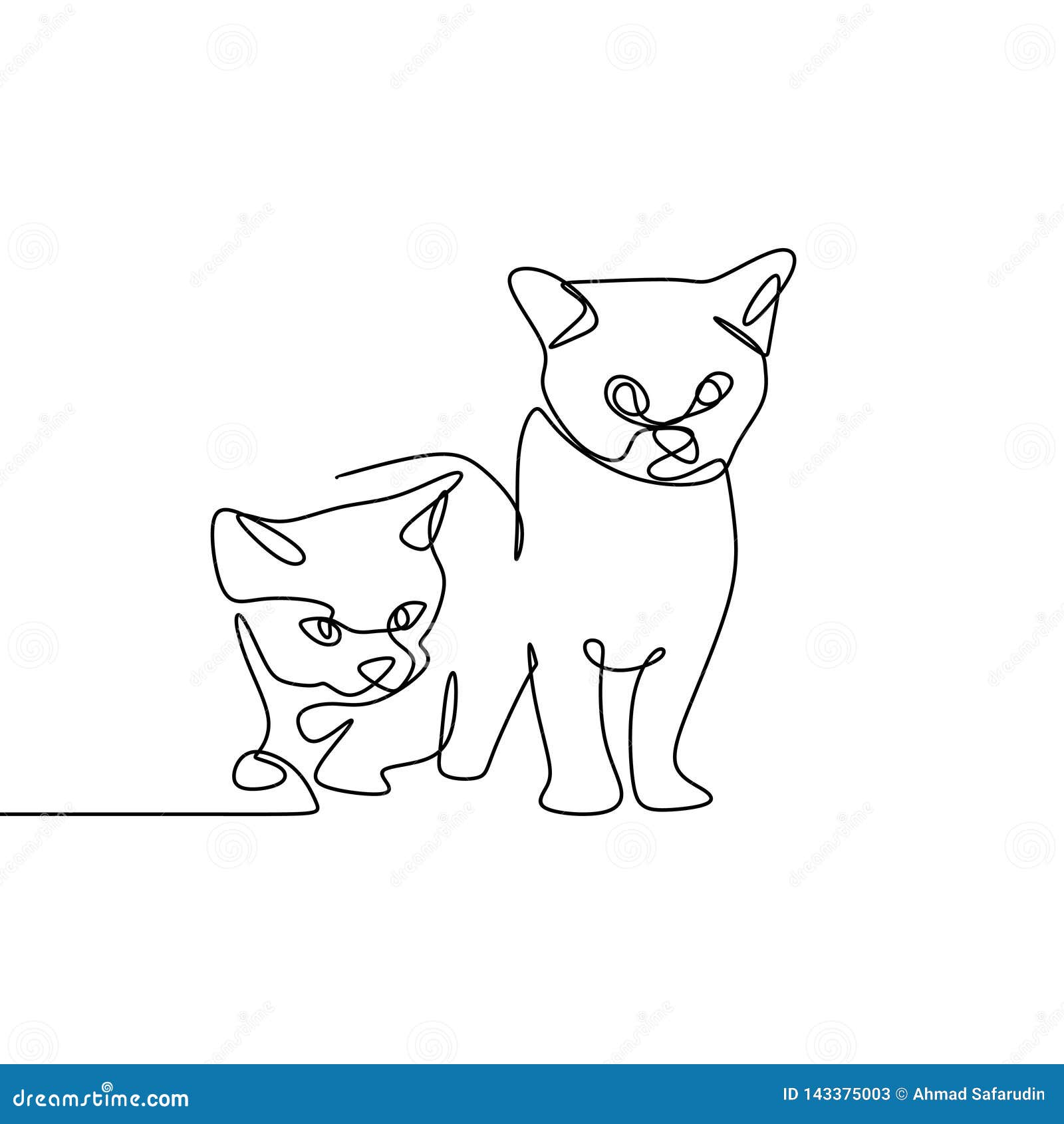 Continuous Line Drawing of Cat Animals Stock Vector - Illustration of ...
