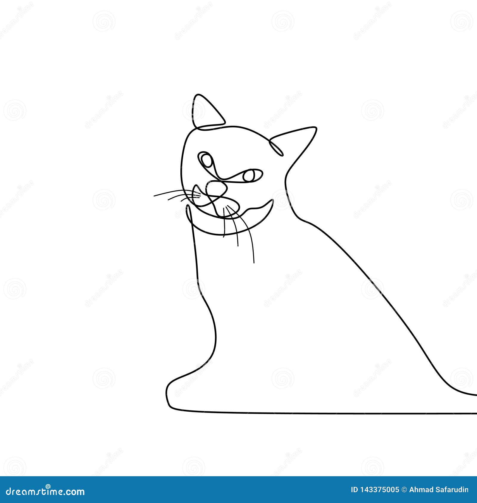 Continuous Line Drawing of Cat Animals Stock Vector - Illustration of ...