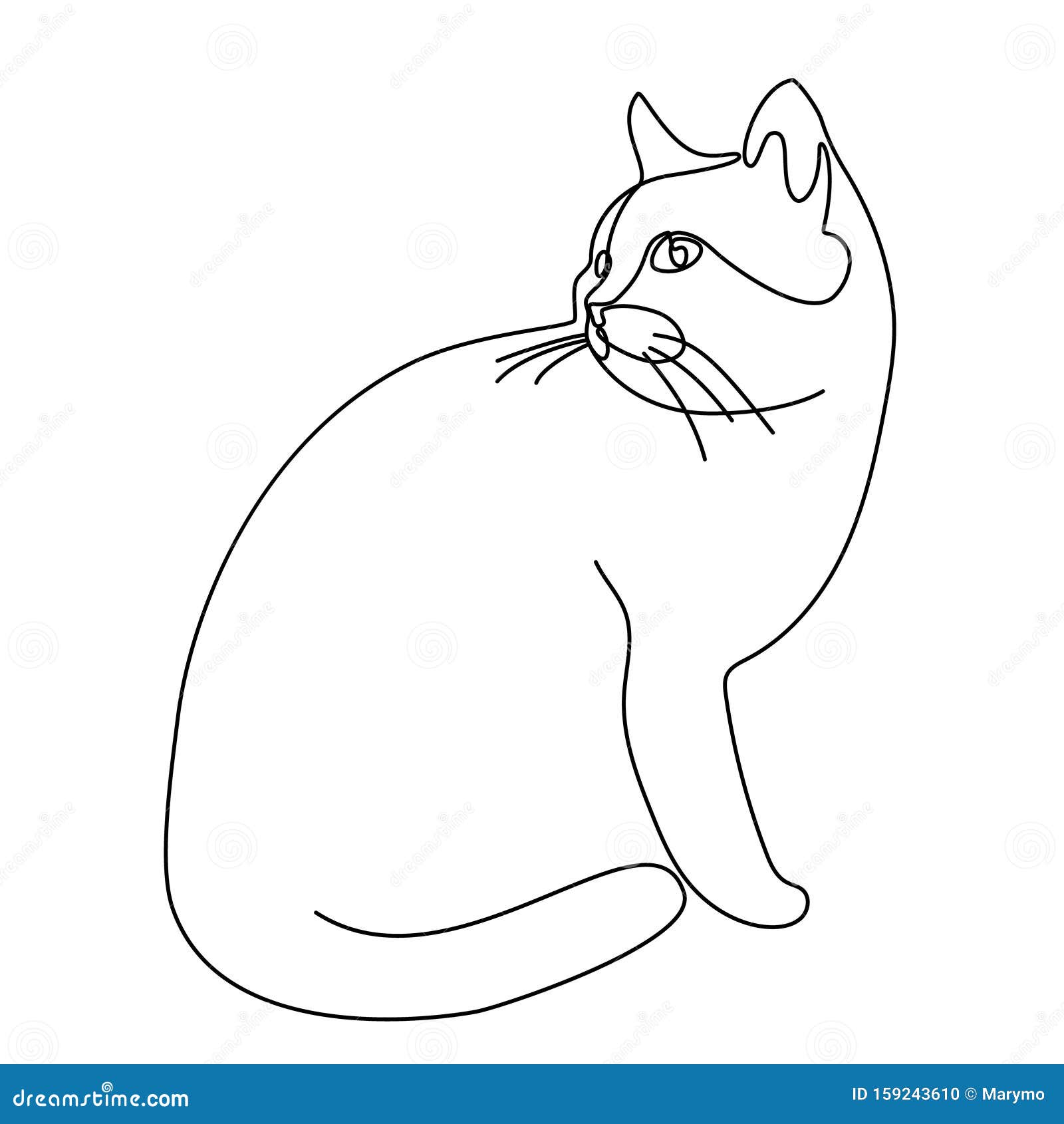 Continuous Line Drawing. Cat. Vector Illustration. in Black Colour ...